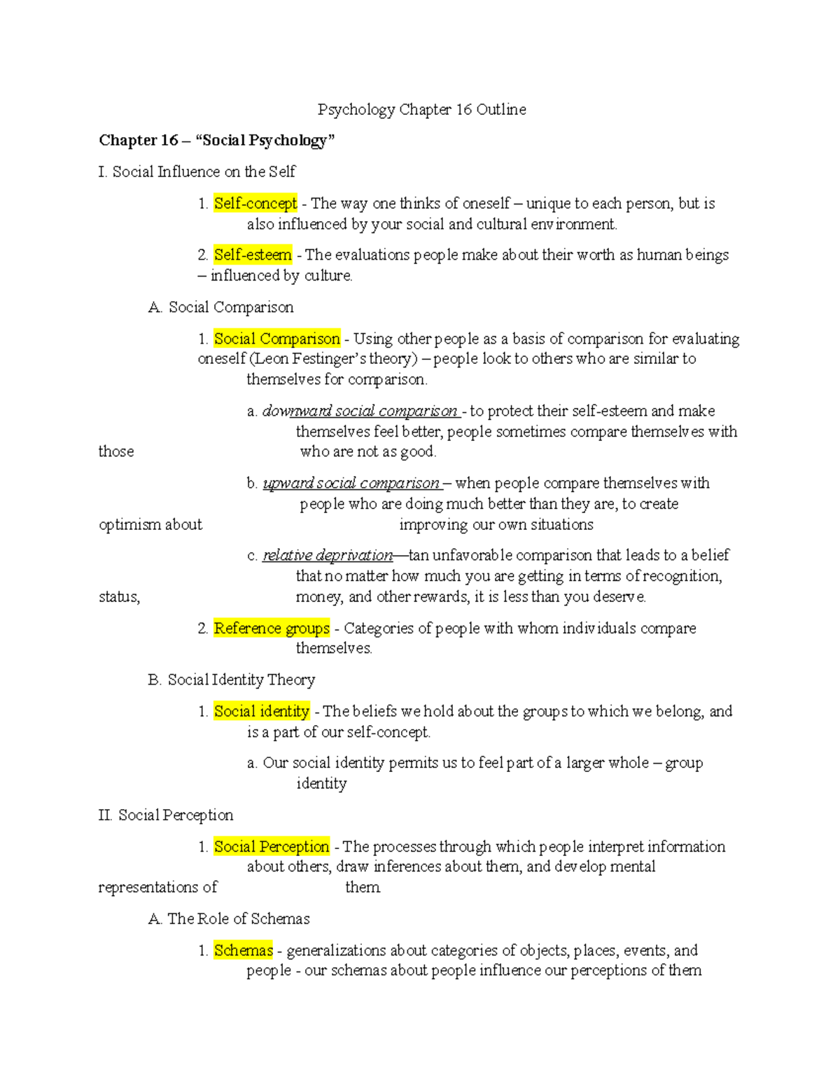 Psych outline ch 16 - Chapter 16 notes - Psychology Chapter 16 Outline ...