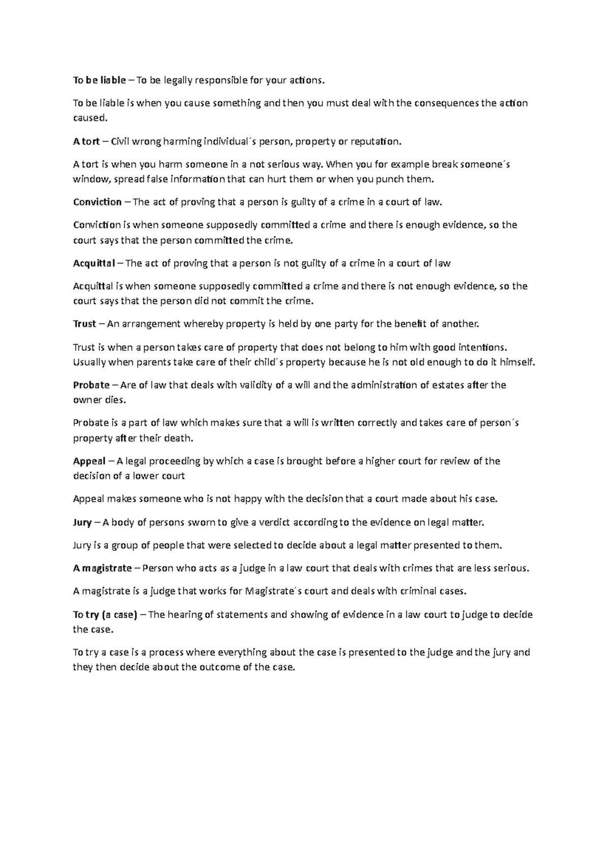 legal english definitions - To be liable – To be legally responsible ...