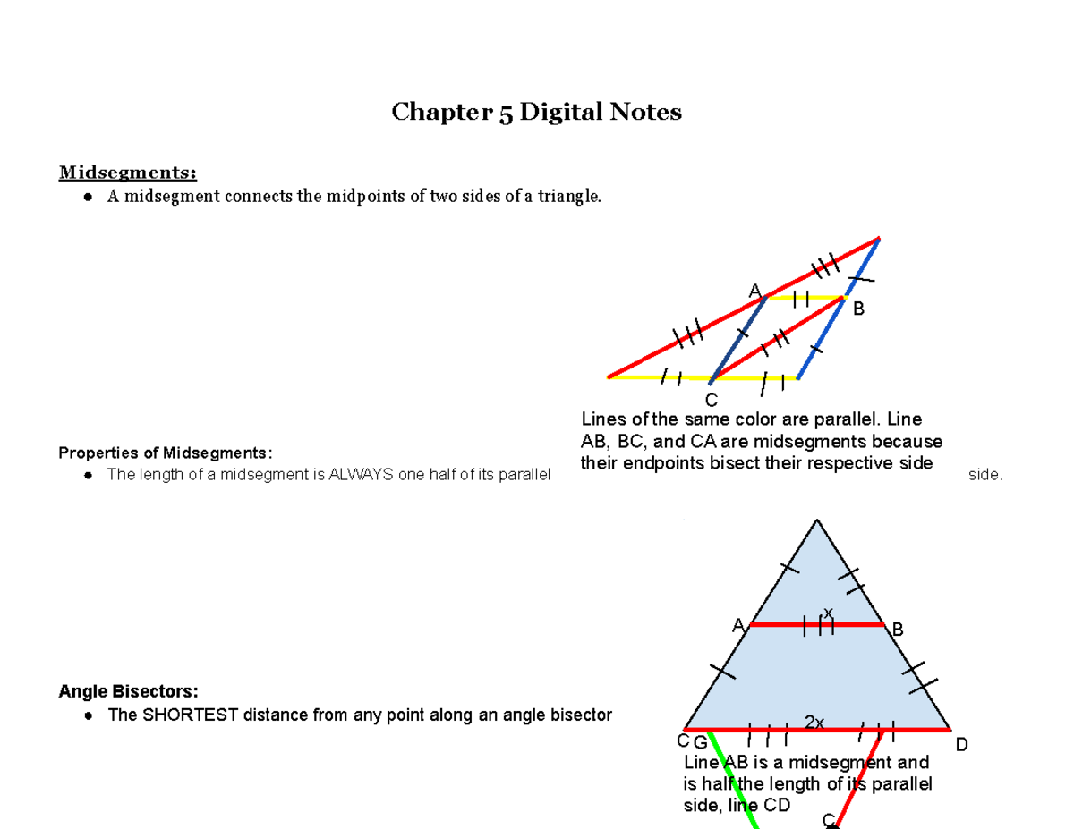 Chapter 5 Digital Notes - Chapter 5 Digital Notes Midsegments: A ...