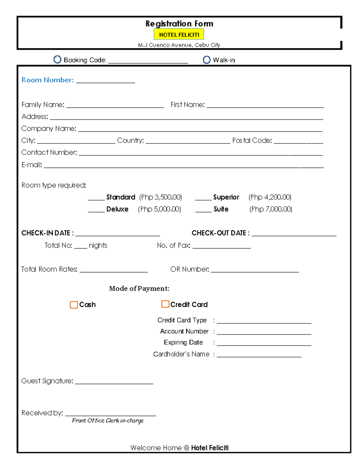 Hotel- Registration-FORM - Registration Form M Cuenco Avenue, Cebu City ...