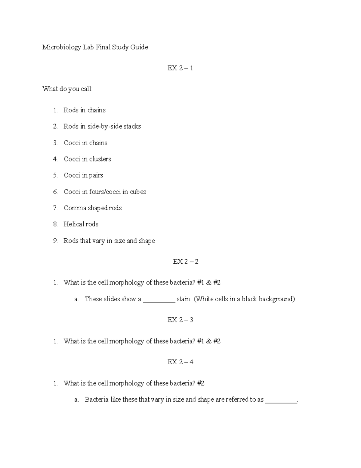 Microbiology Lab Final Study Guide Q S These Slides Show A