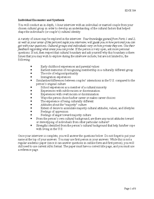 Cultural Immersion Project part 1 - Running head: CULTURAL IMMERSION ...