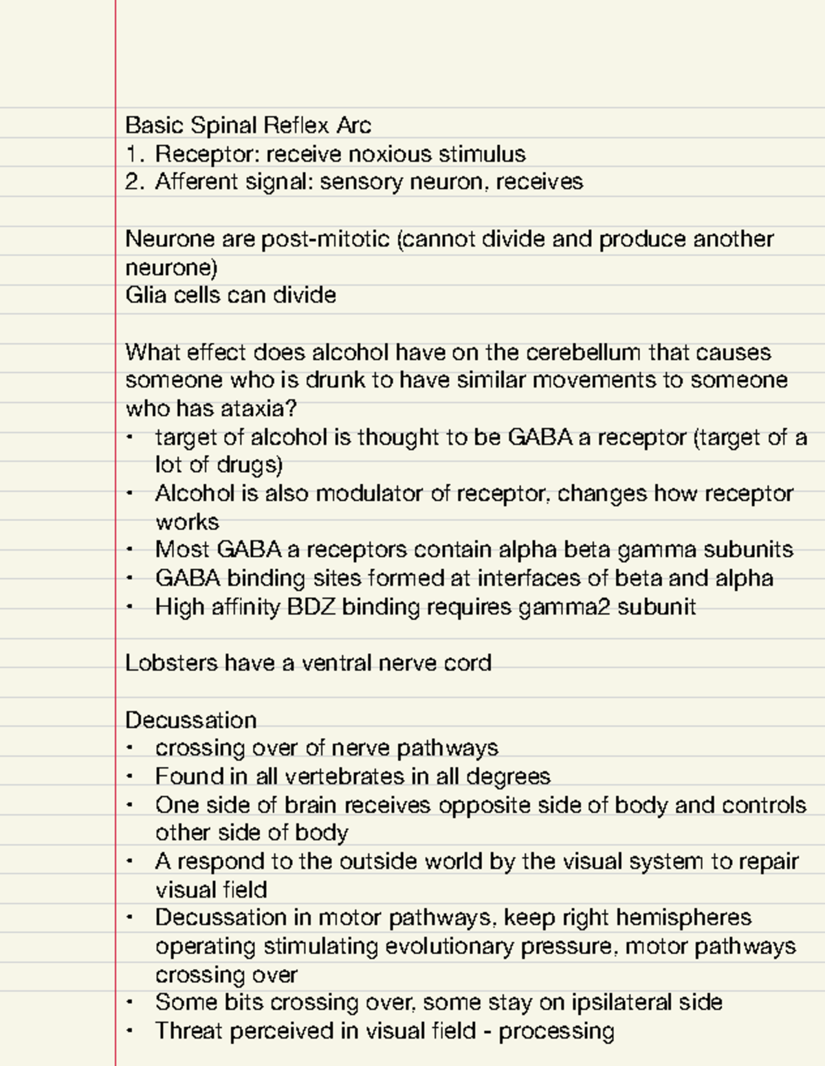Excitable Cells notes from 1st QandA - Basic Spinal Reflex Arc Receptor ...