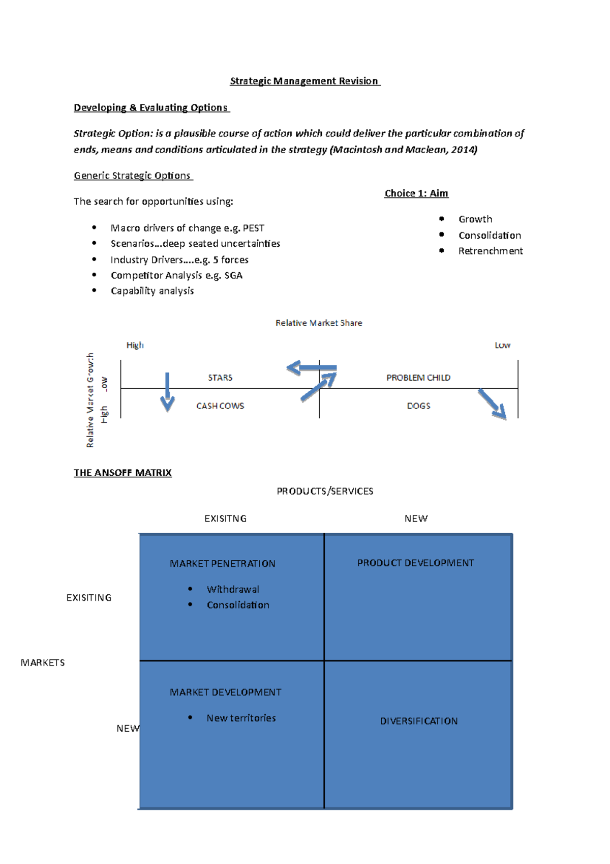 Strategic Management Revision- Ansoff - Strategic Management Revision ...