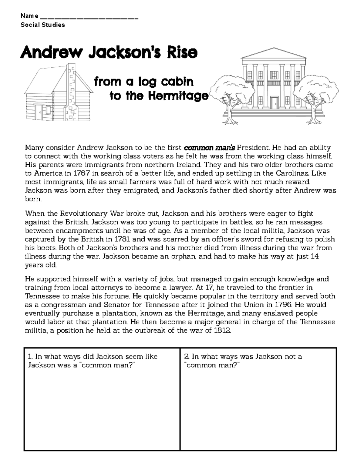 Luis Fernando Leyva - Andrew Jackson's Life and Legacy - Social Studies ...