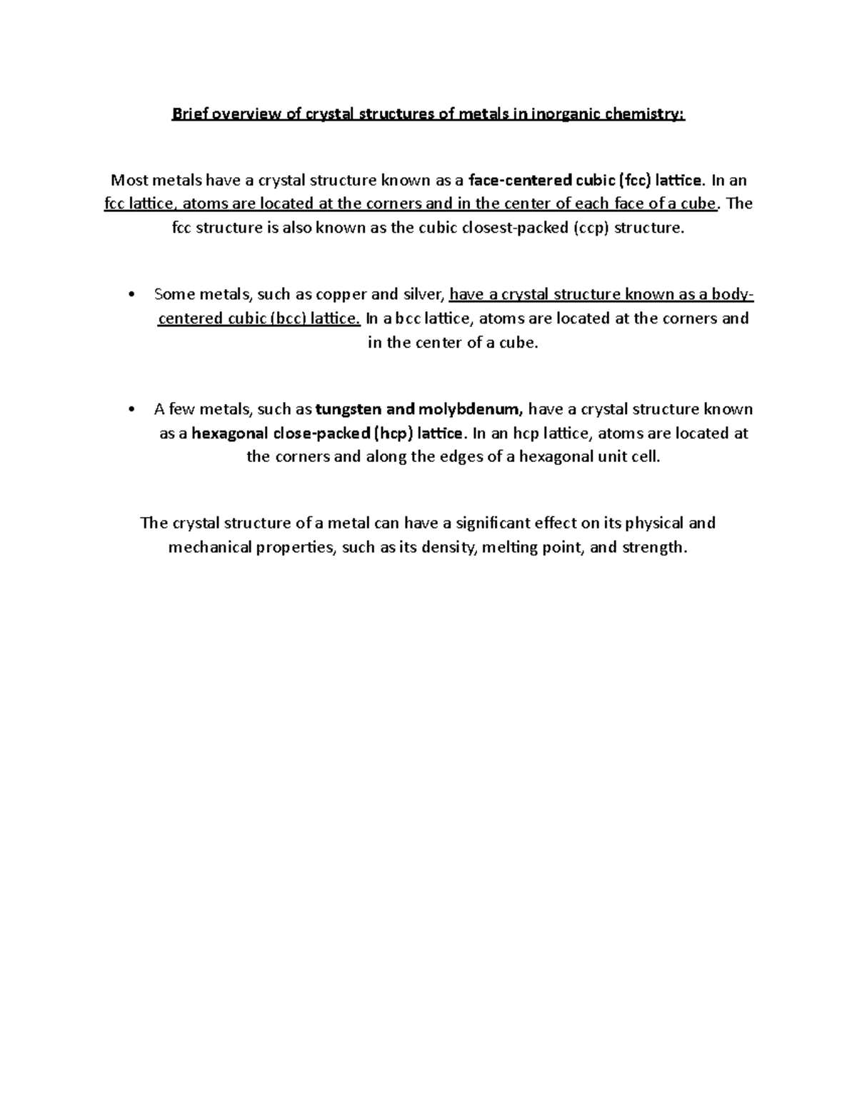 Document 89 (47) - Brief overview of crystal structures of metals in ...