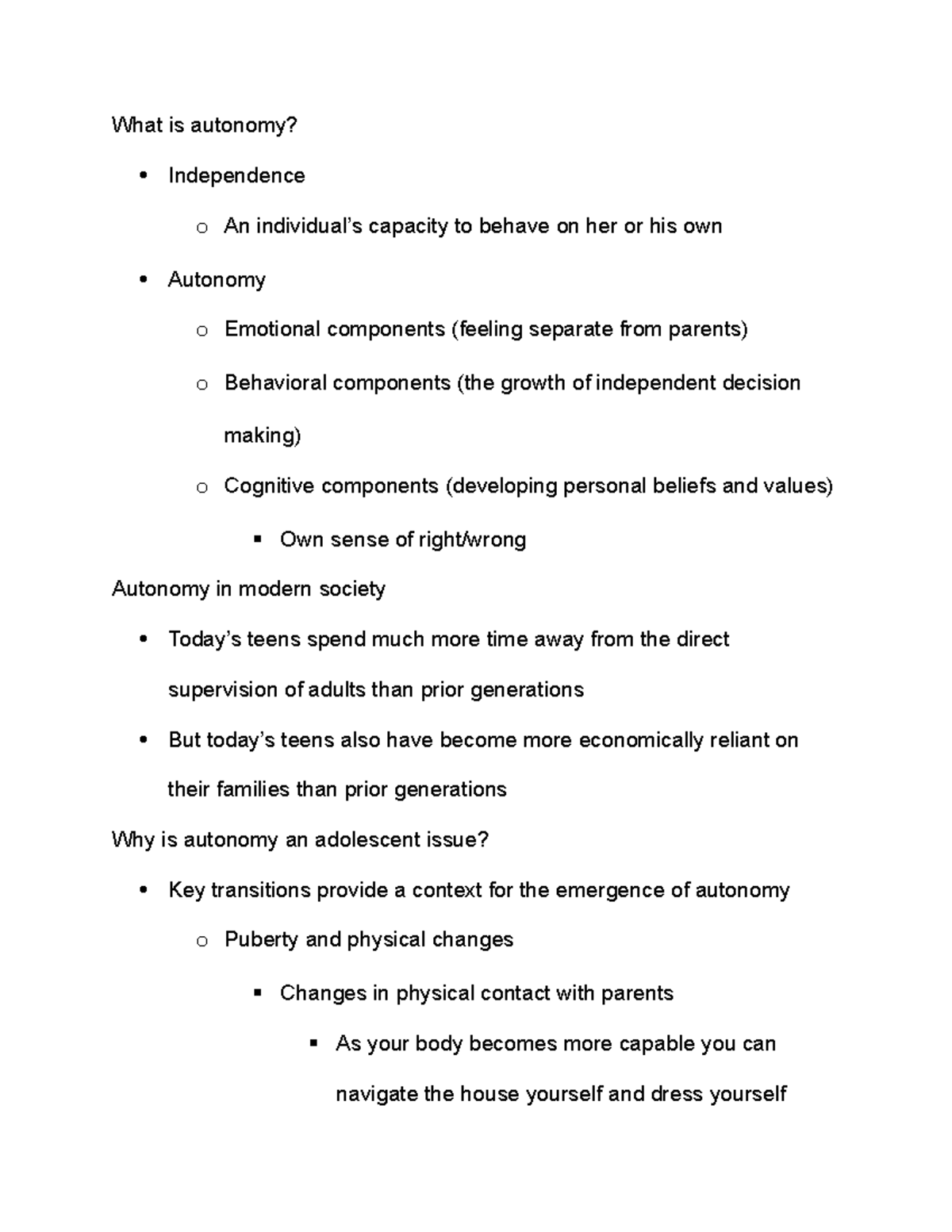 HD 1170 3-7-19 - Lecture notes 3/7 - What is autonomy? Independence o ...