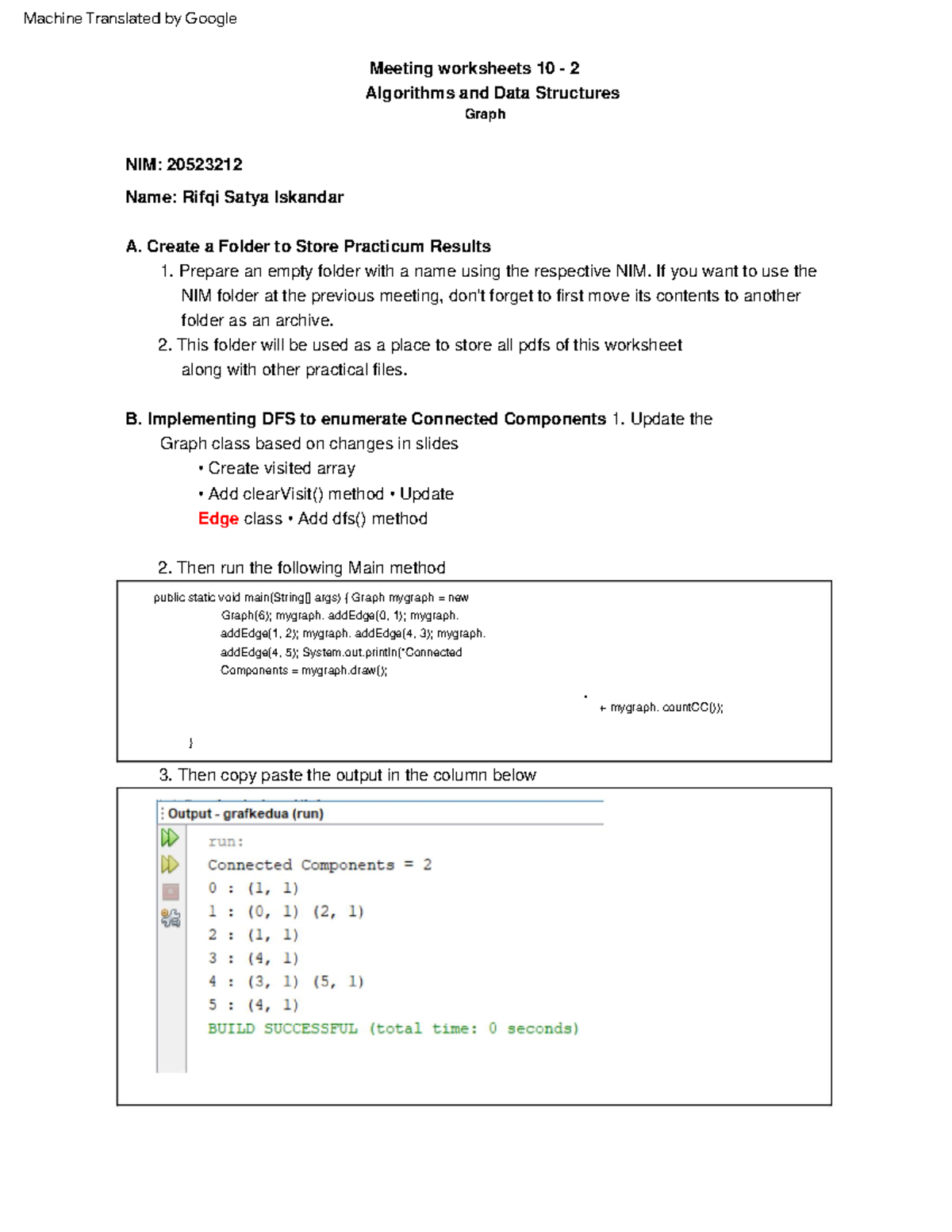 Worksheet Pertemuan 10 - B. Implementing DFS to enumerate Connected ...