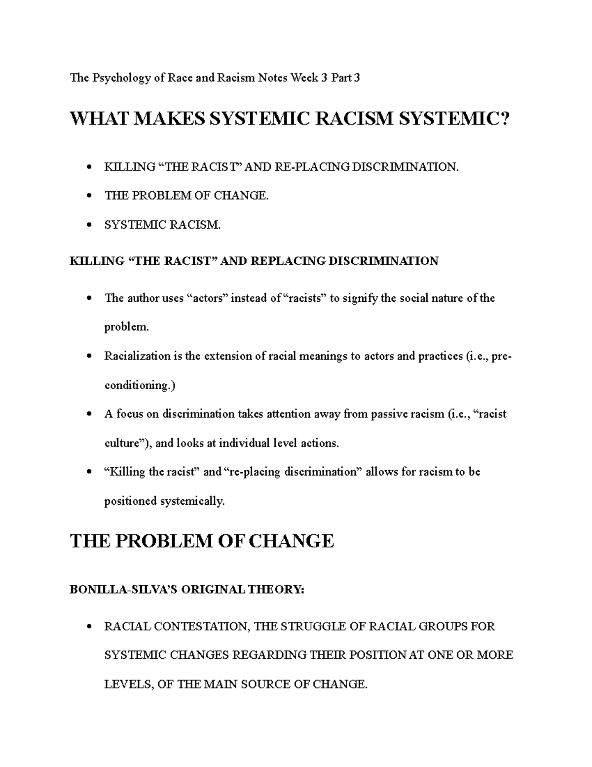 The Psychology of Race and Racism Notes Week 3 Part 3 - THE PROBLEM OF ...