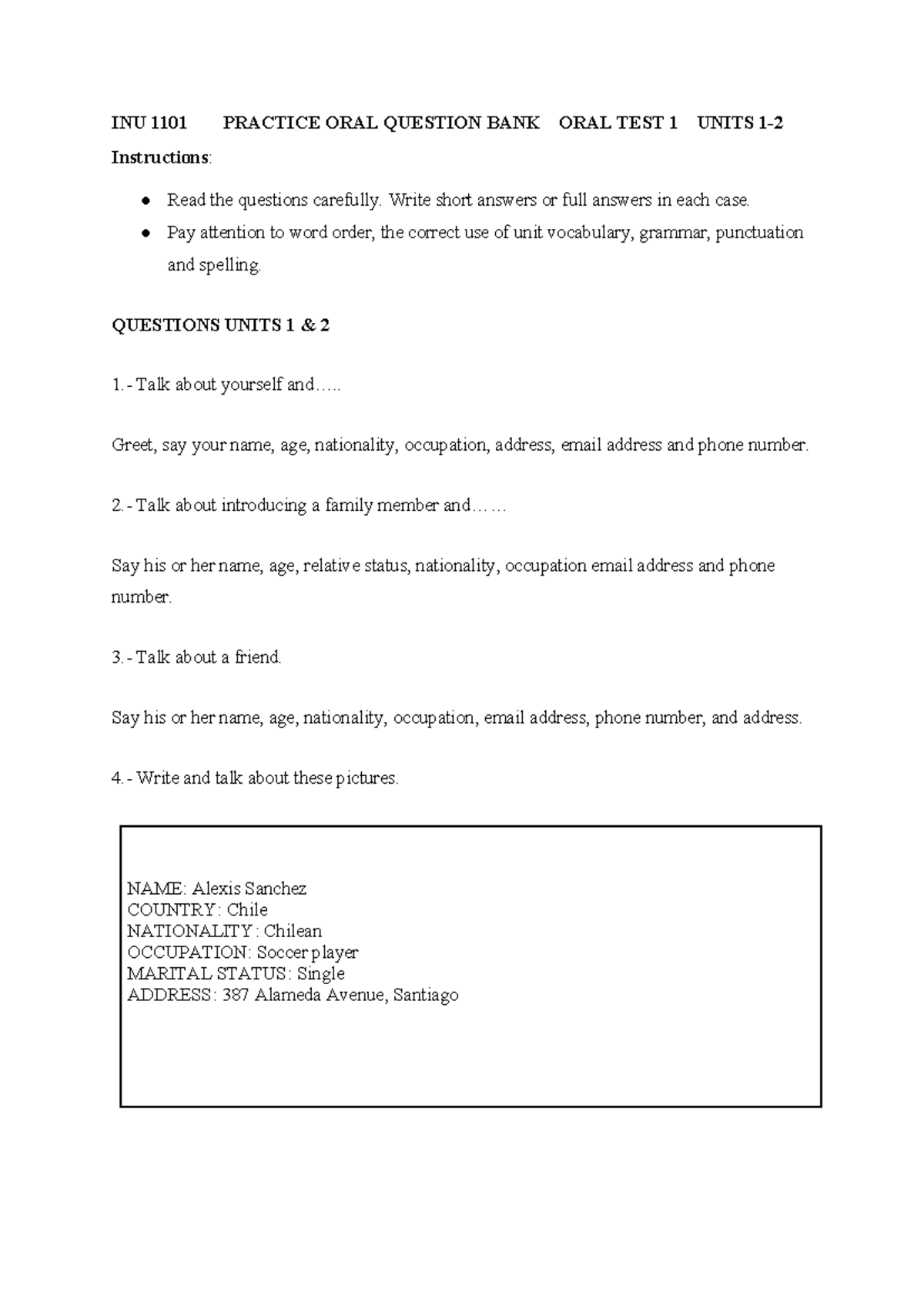 ORAL Question BANK INU 1101 - Tagged - INU 1101 PRACTICE ORAL QUESTION ...