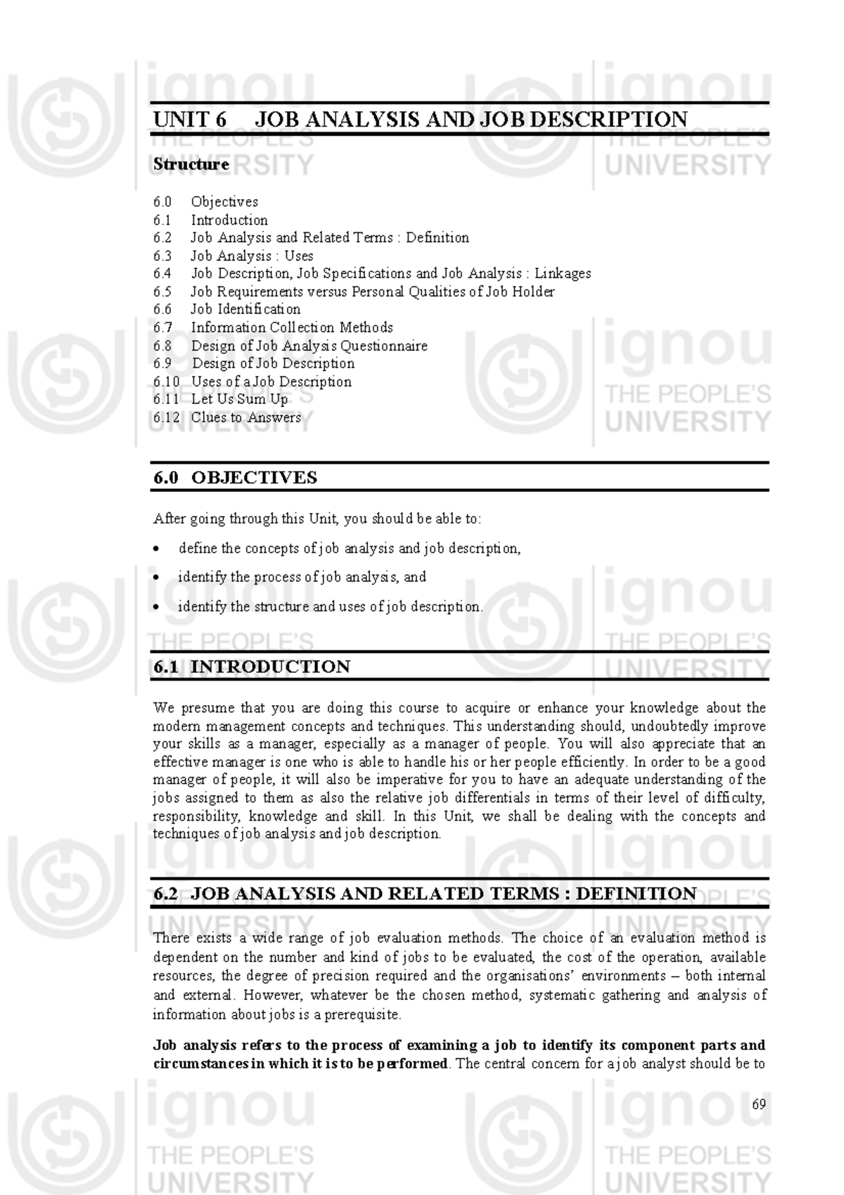 Unit-6Job Analysis and Job Description - UNIT 6 JOB ANALYSIS AND JOB ...