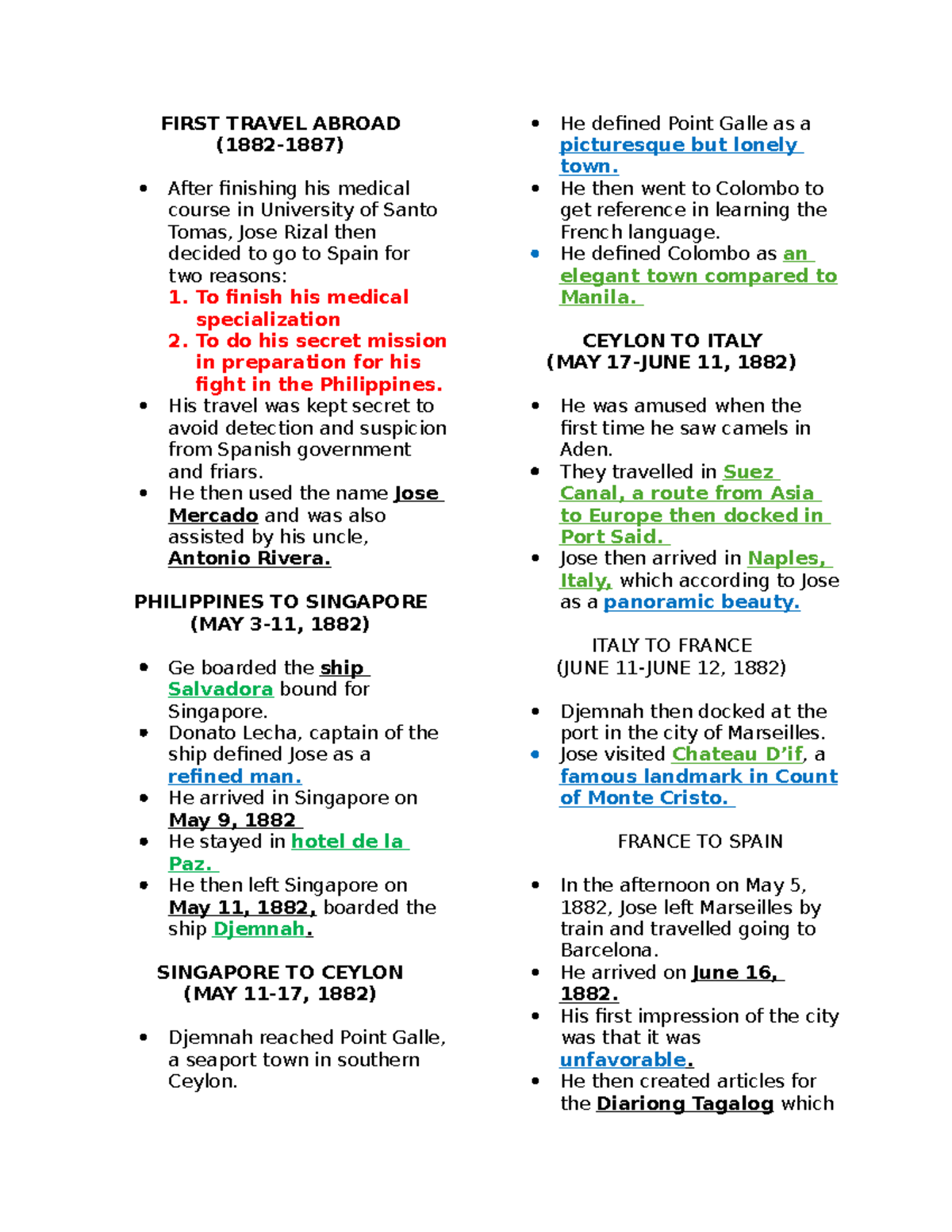 Rizal'S First Travel Abroad - FIRST TRAVEL ABROAD (1882-1887) After ...