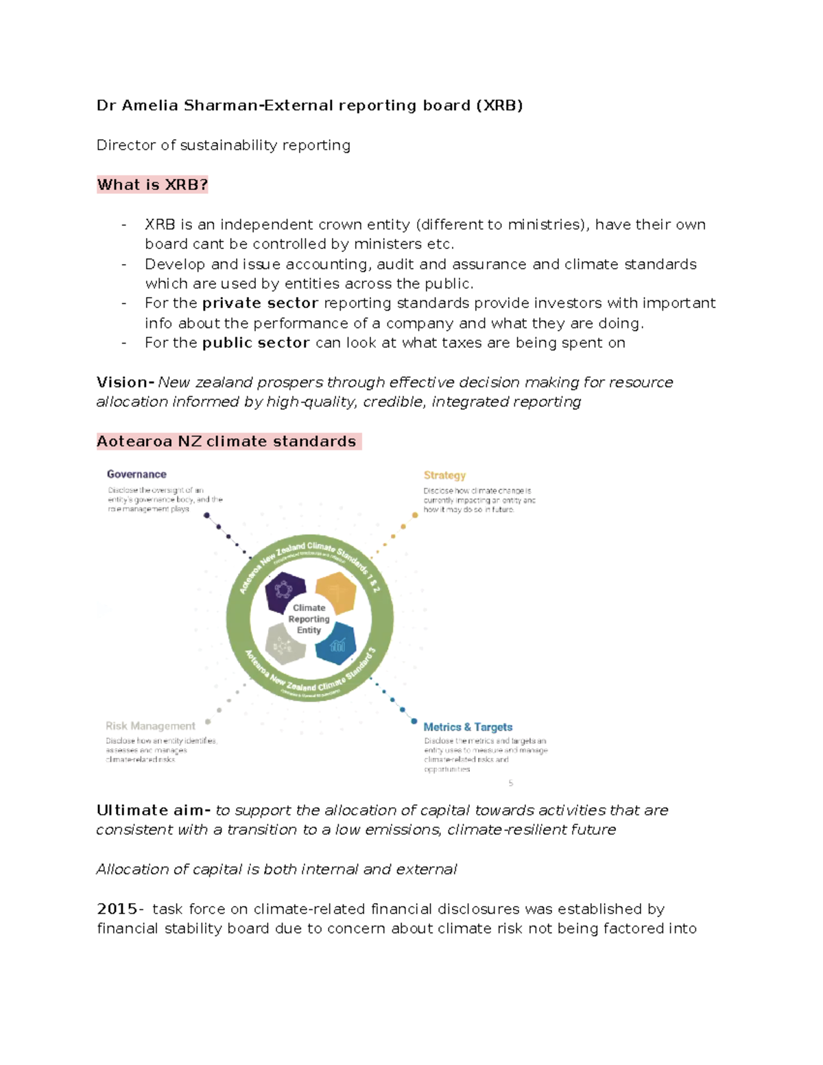 XRB guest lecture Amelia - Dr Amelia Sharman-External reporting board (XRB) Director of - Studocu