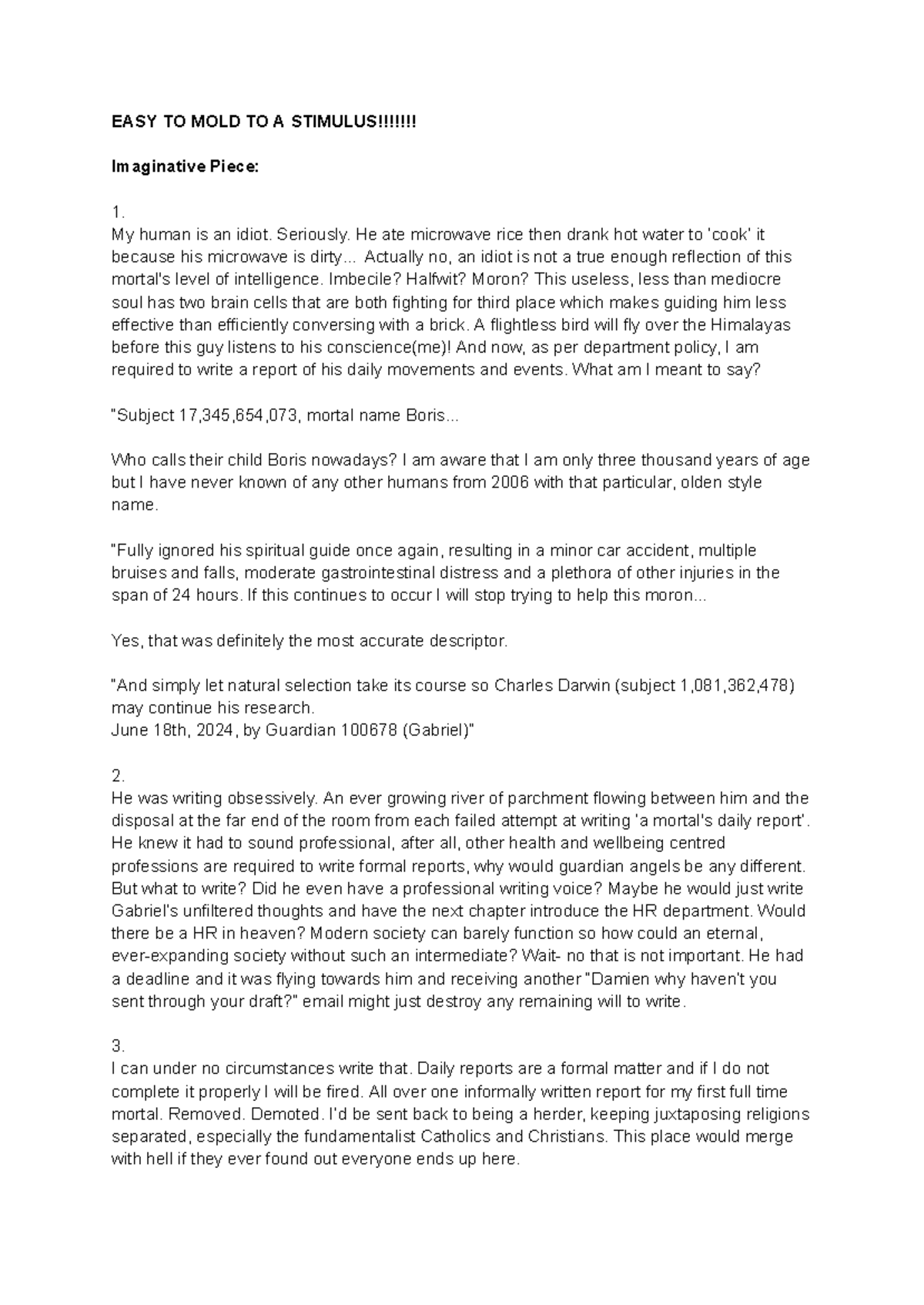 HSC Mod C response + reflection - EASY TO MOLD TO A STIMULUS ...