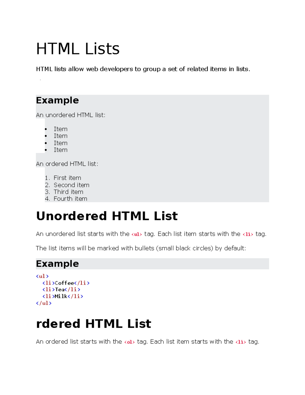 HTML part3 List - The last summary for html here you can find more ...