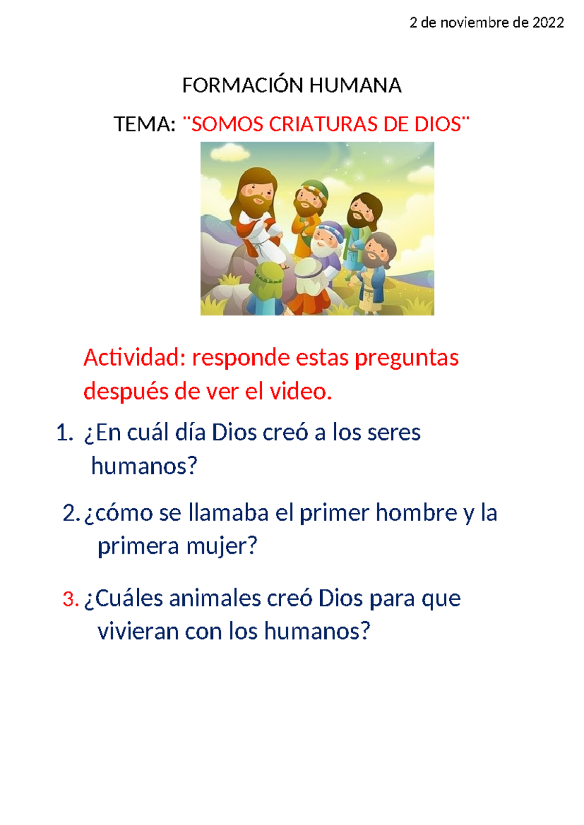 Formación Humana 1 de noviebre - Formación Integral Humana y Religiosa ...