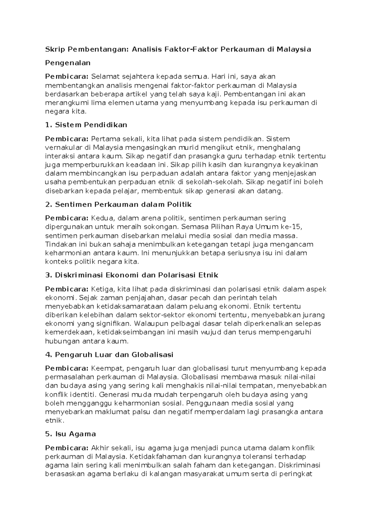 Skrip Pembentangan - SCRIPT - Skrip Pembentangan: Analisis Faktor ...