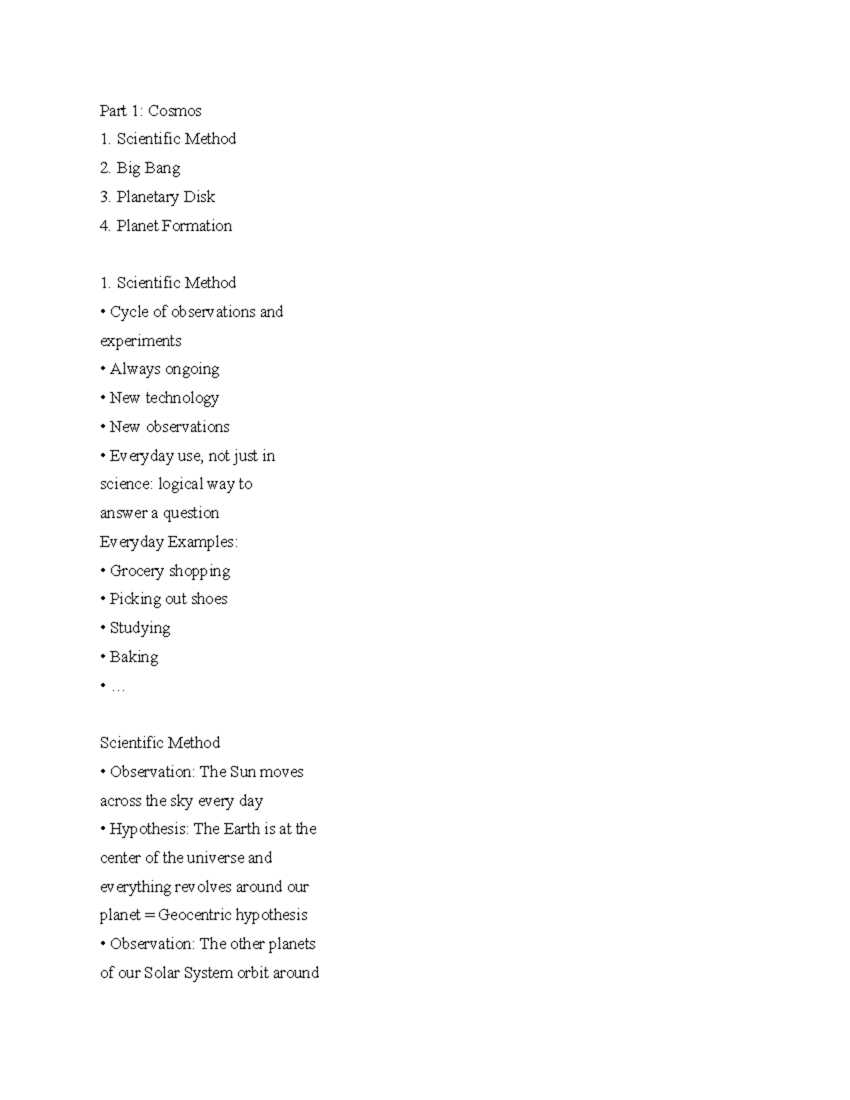 SOE Lecture Notes Full - Part 1: Cosmos Scientific Method Big Bang ...