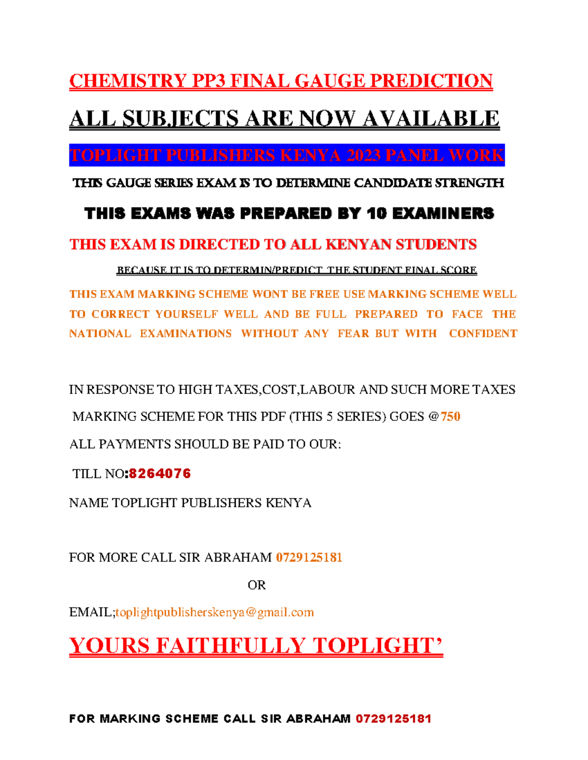 KCSE Chemistry PP3 Revision Questions - CHEMISTRY PP3 FINAL GAUGE PREDICTION ALL SUBJECTS ARE ...