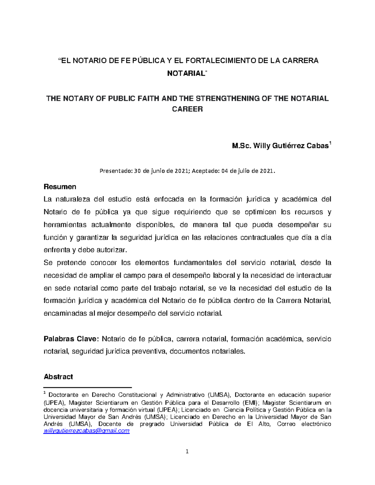 EL Notario DE FE Pública Y EL Fortalecimiento DE LA Carrera - “EL ...