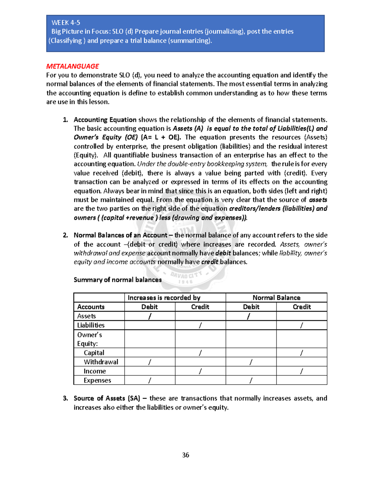 ACC 111 SIM SLO d for weeks 3-4 PDF - METALANGUAGE For you to ...