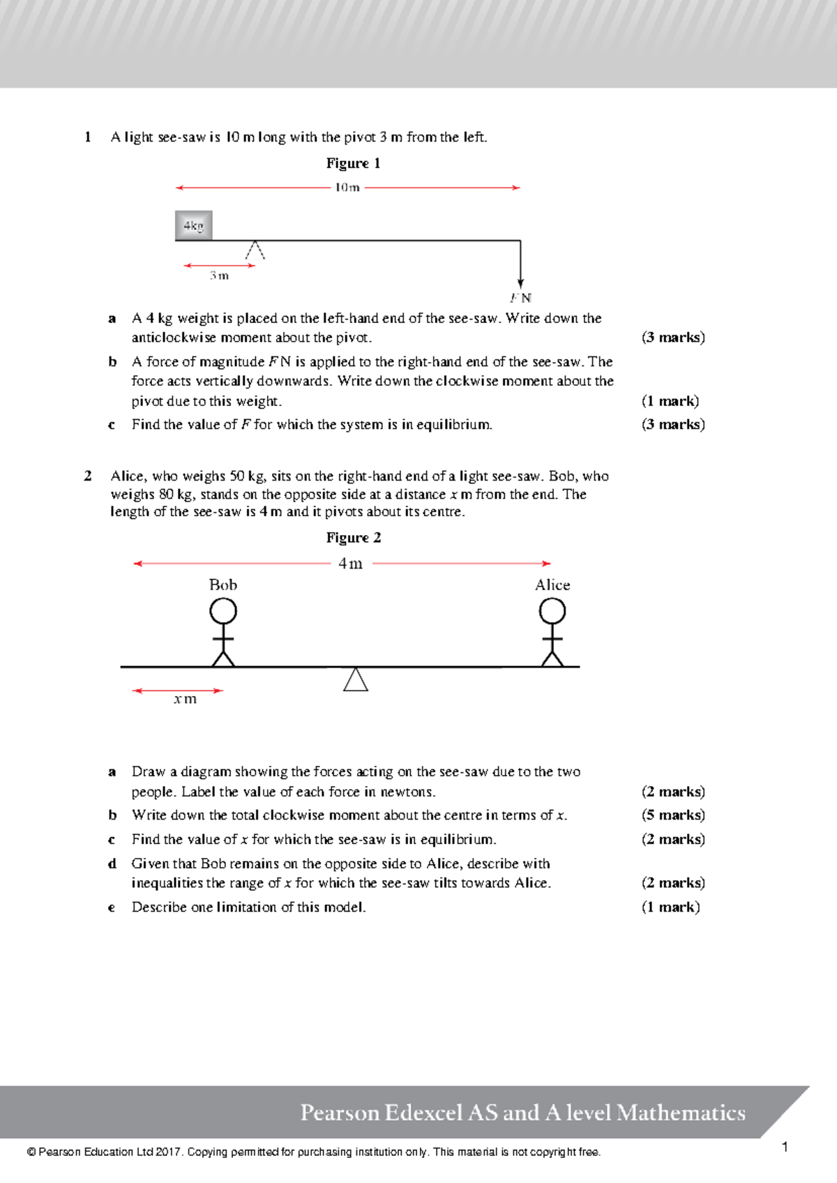 A Level Applied Unit 4 Moments QP - Mechanics Year 2 (A Level) Unit ...