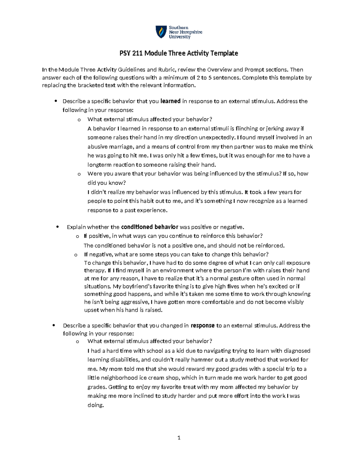 3-2 - module 3 2 - PSY 211 Module Three Activity Template In the Module ...