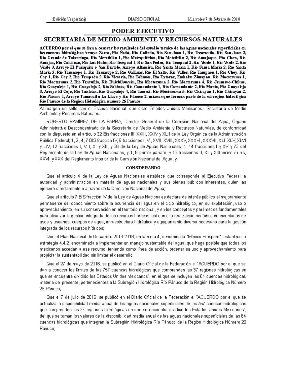 2018 02 07 VES semarnat - fgfhh - (Edición Vespertina) DIARIO OFICIAL ...