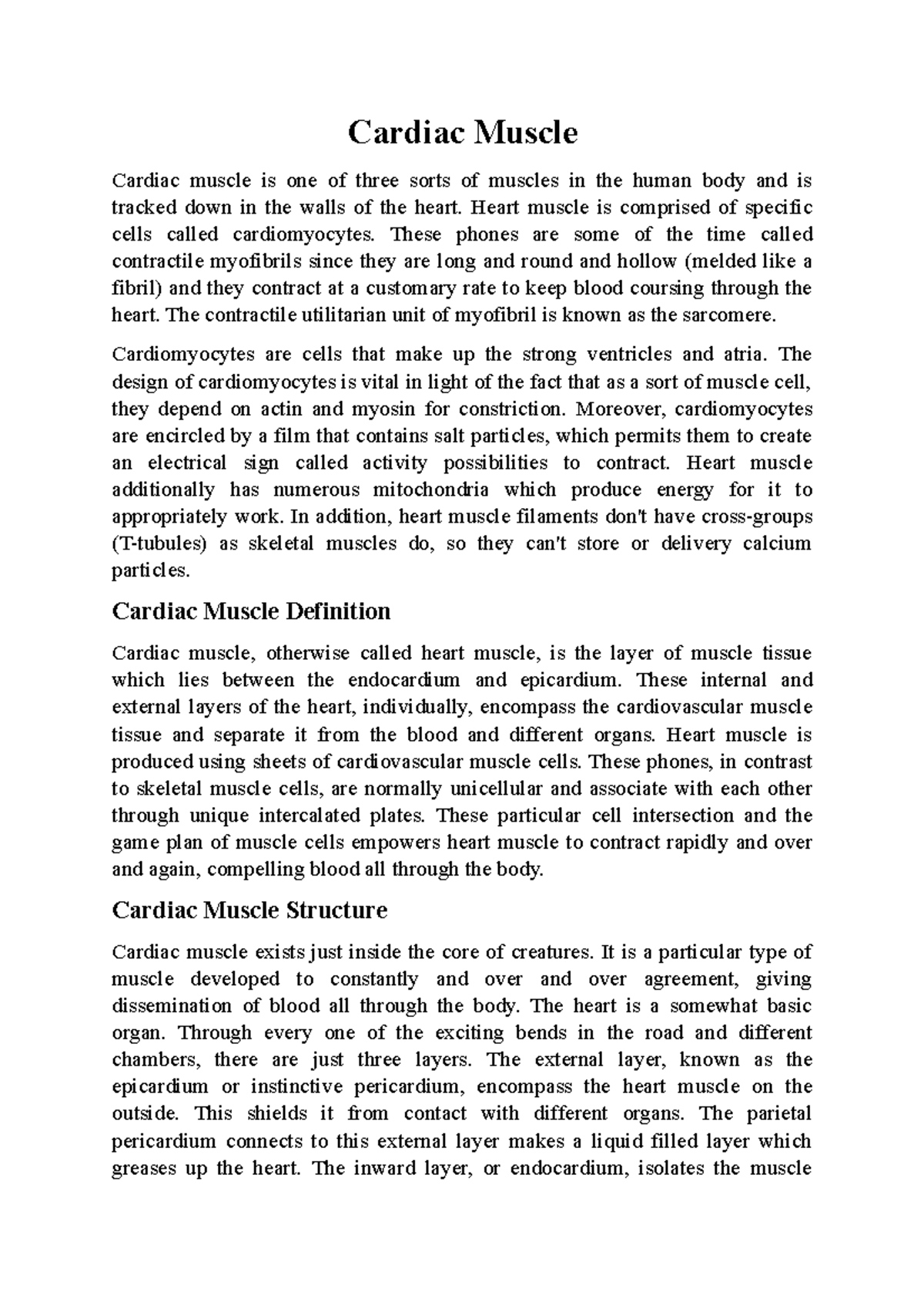 Cardiac Muscle - Cardiac Muscle Cardiac muscle is one of three sorts of ...