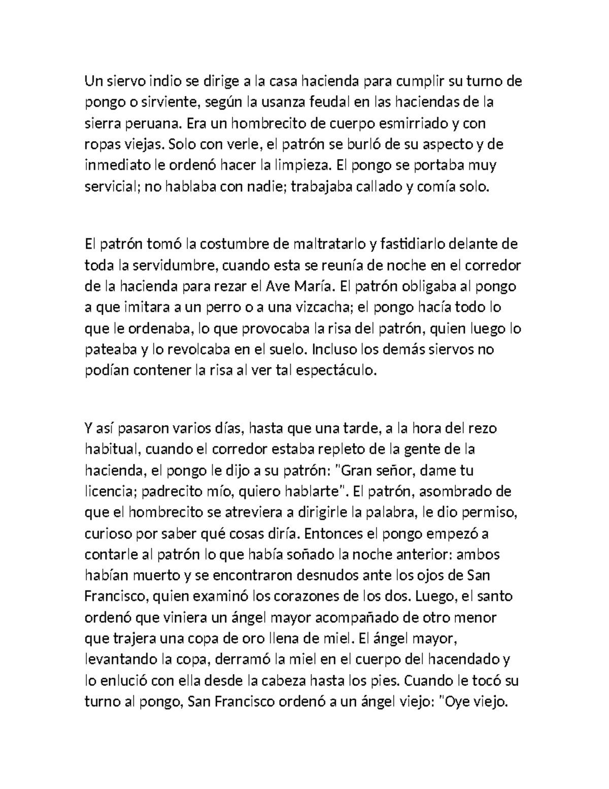 El sueño del pongo - Un siervo indio se dirige a la casa hacienda para ...