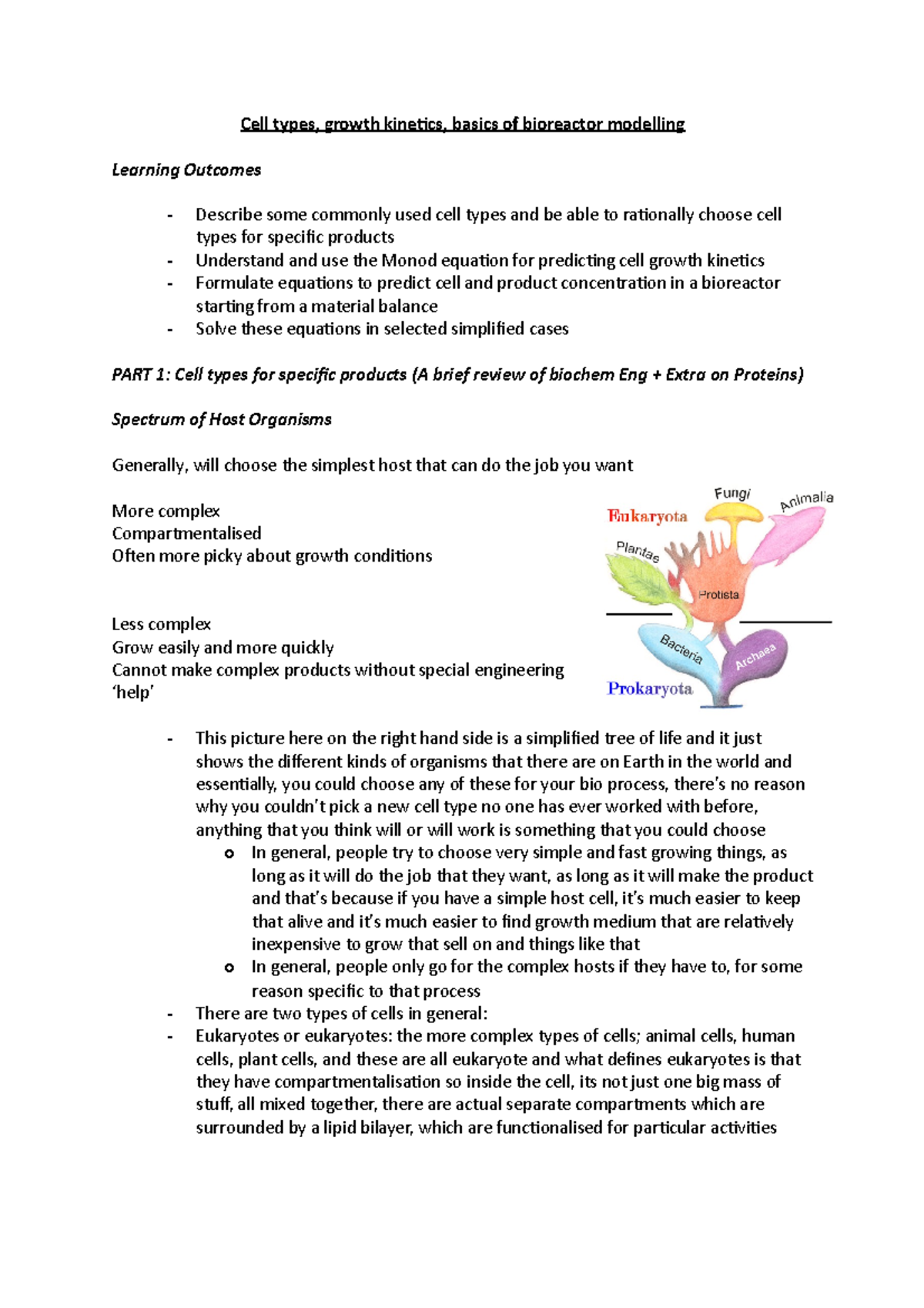 Lecture 2 - Cell types, growth kinetics, basics of bioreactor modelling ...