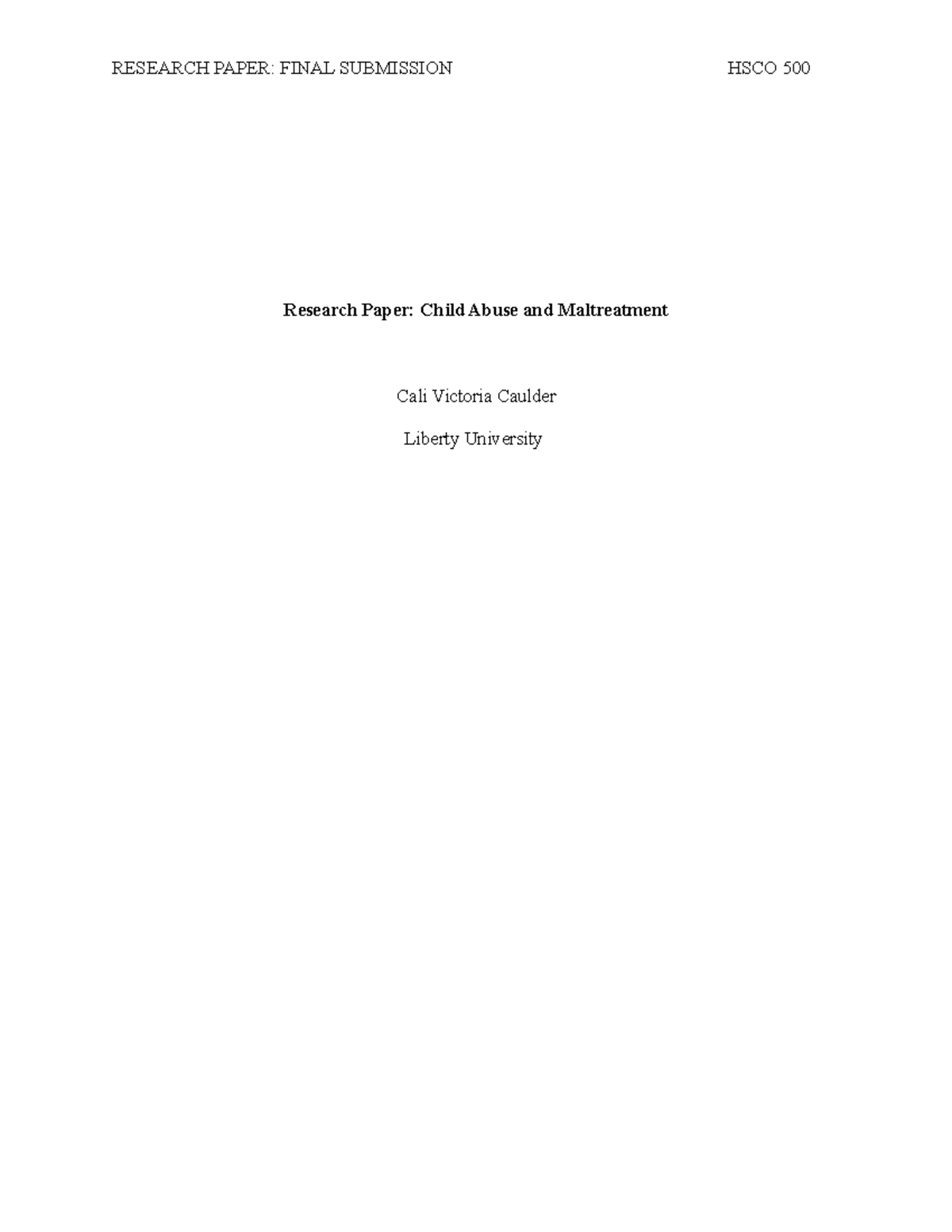 Research Paper Final Submission - RESEARCH PAPER: FINAL SUBMISSION HSCO ...