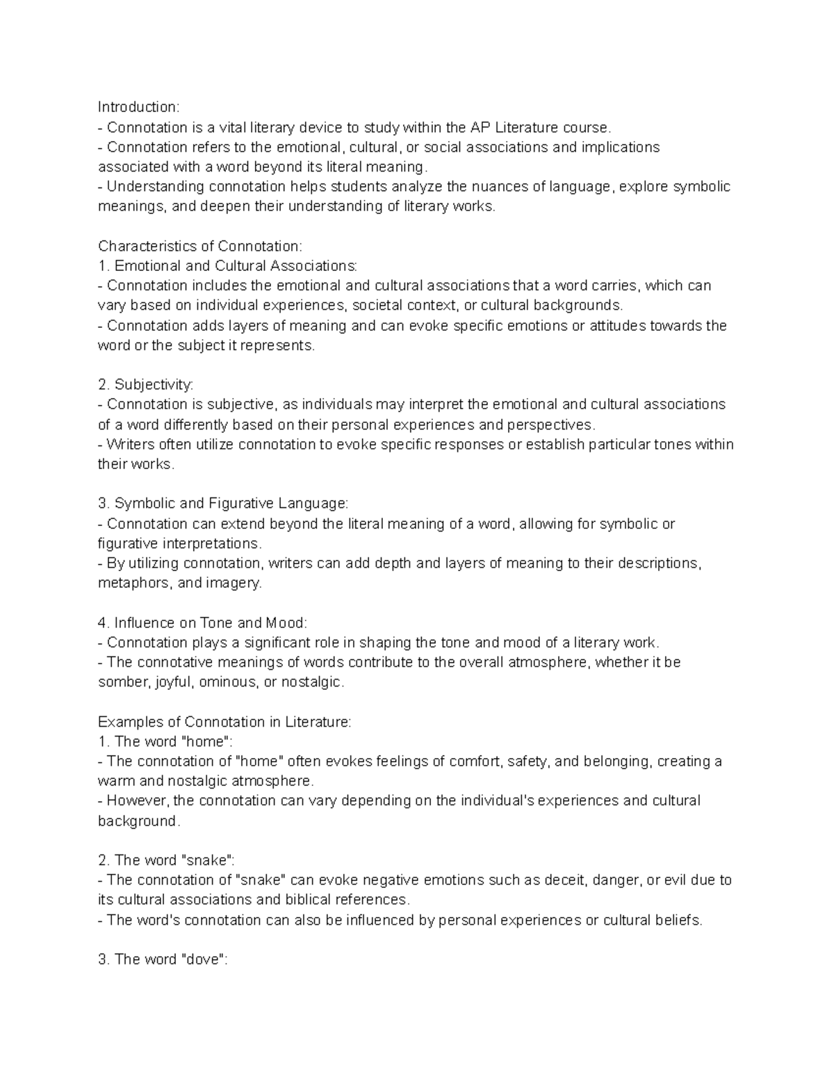 Connotation in AP Literature - Introduction: Connotation is a vital ...