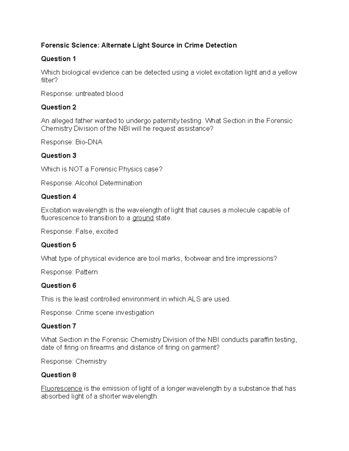 Alternate Light Source in Crime Detection - Introduction to Forensic ...