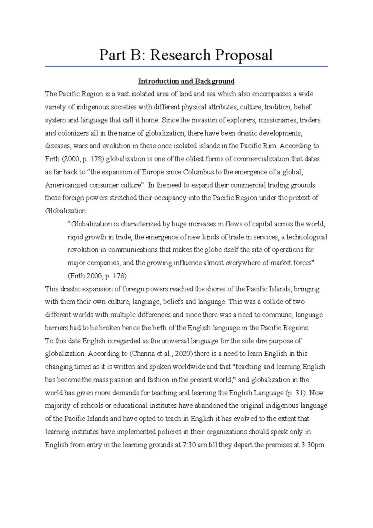 ED359 assignment 3 part B - Part B: Research Proposal Introduction and Background The Pacific ...