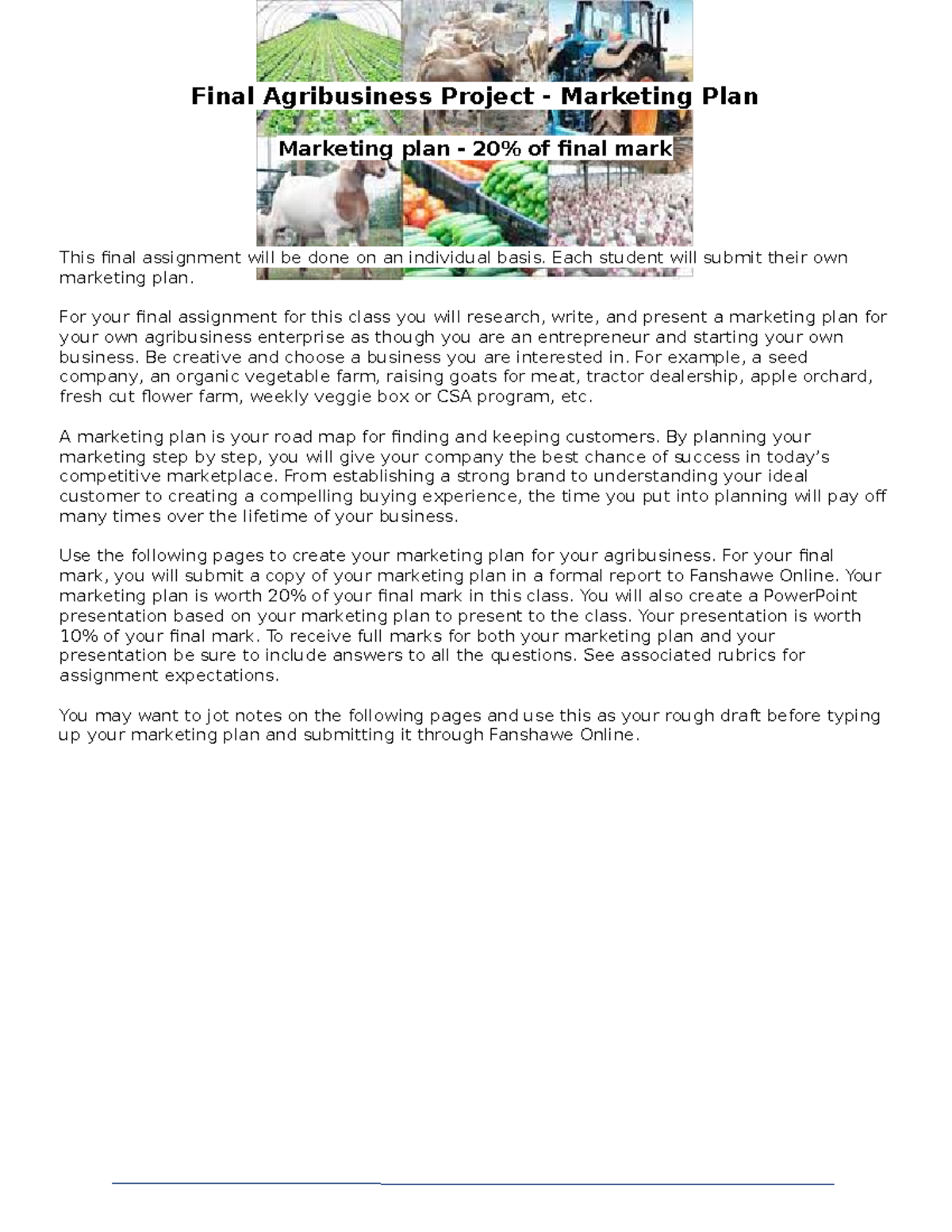 ( Editable) Final Project - Marketing Plan for your Agribusiness ...