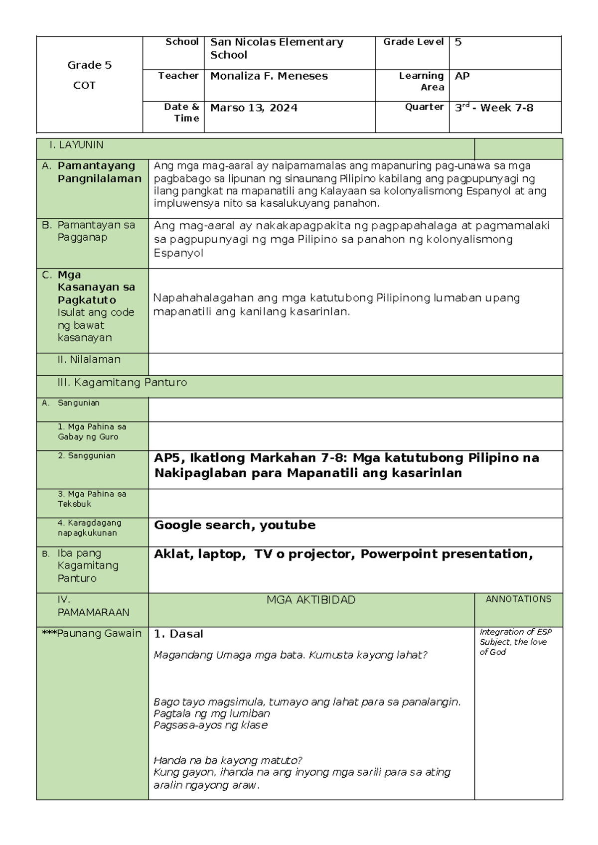 CO grade 5 - AP - Grade 5 COT School San Nicolas Elementary School ...