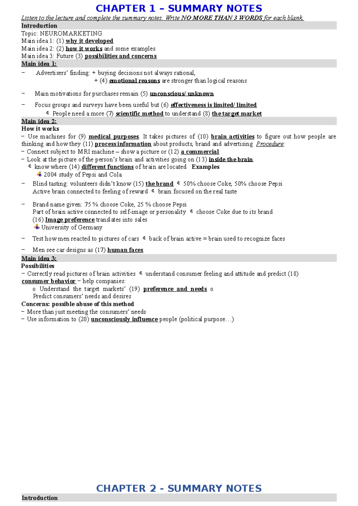 Summary Note Listening AE1 - CHAPTER 1 – SUMMARY NOTES Listen to the ...