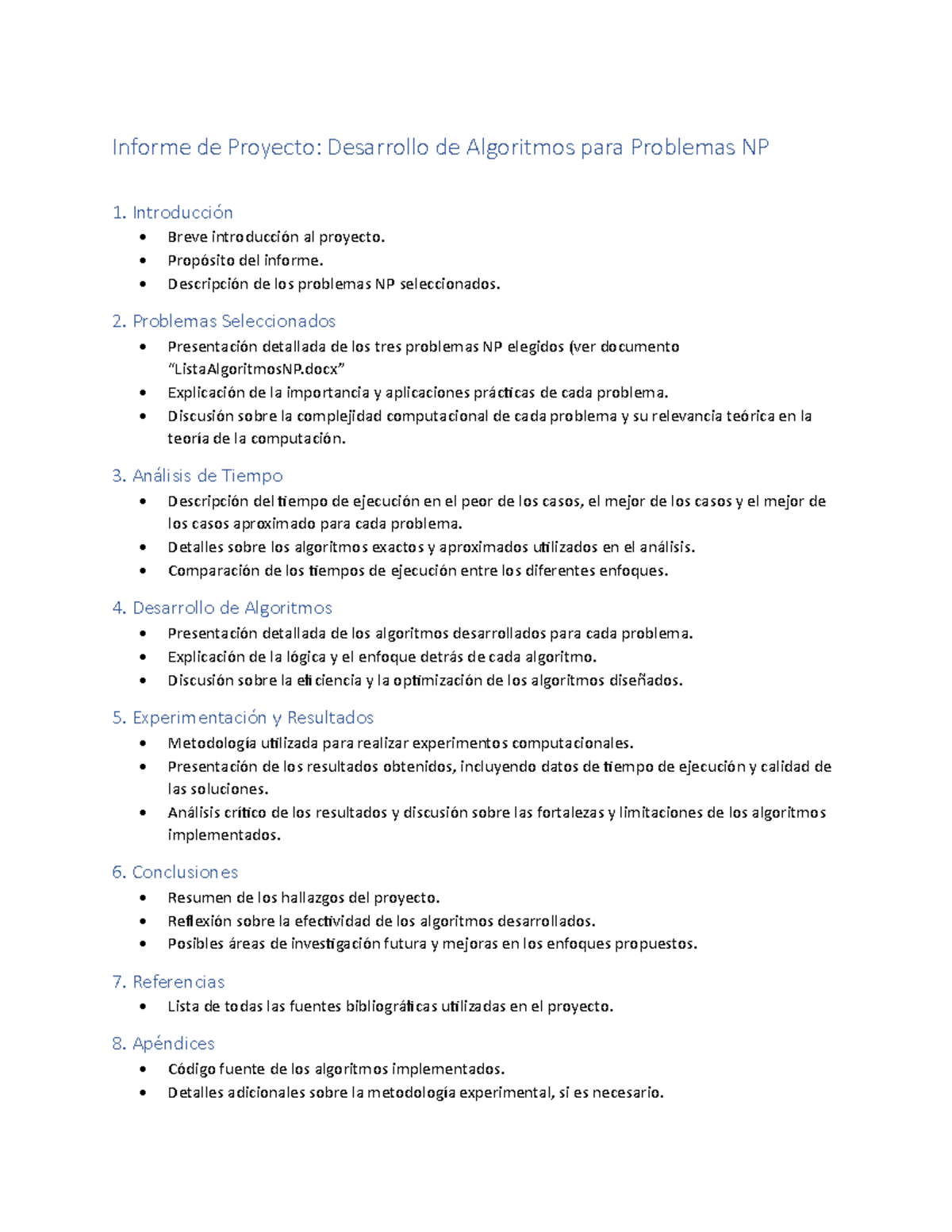 Informe de Proyecto Analisis de Algoritmos - Informe de Proyecto: Desarrollo de Algoritmos para ...