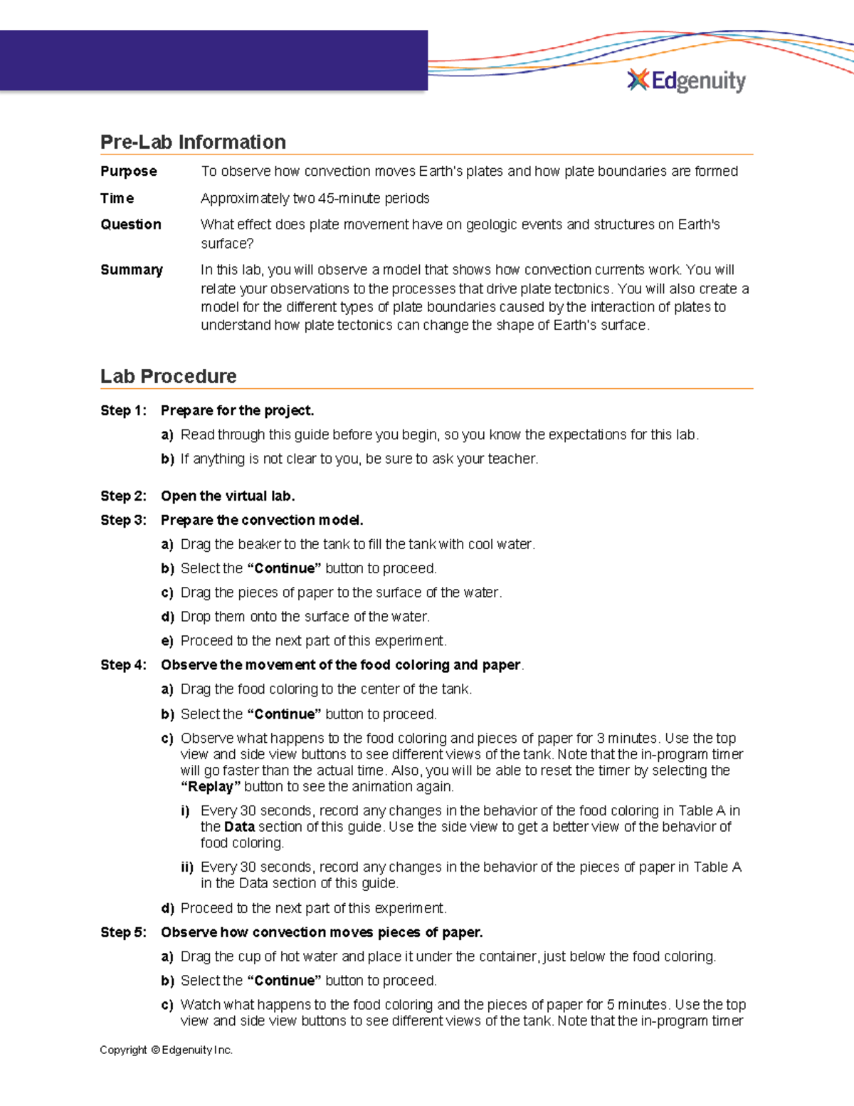 Plate Boundaries student Virtual Lab Guide - Virtual Lab: Plate ...