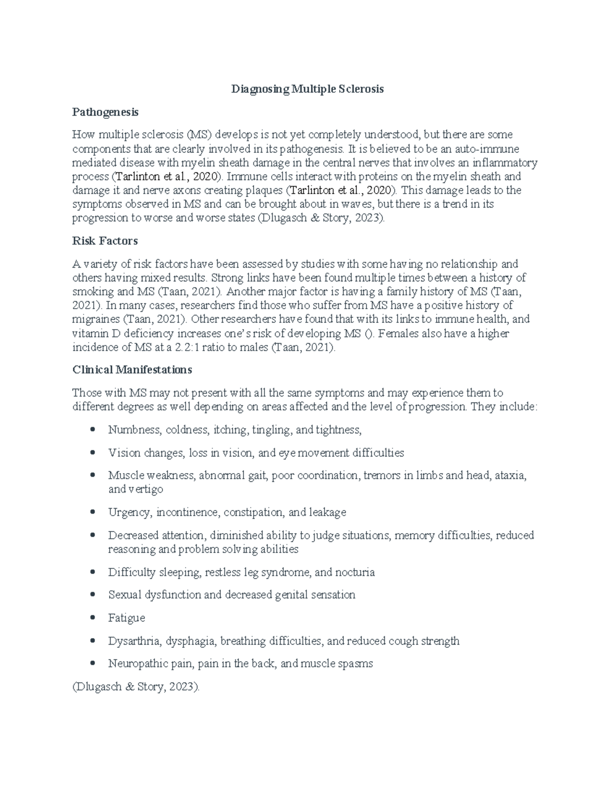 Multiple Sclerosis - notes - Diagnosing Multiple Sclerosis Pathogenesis ...