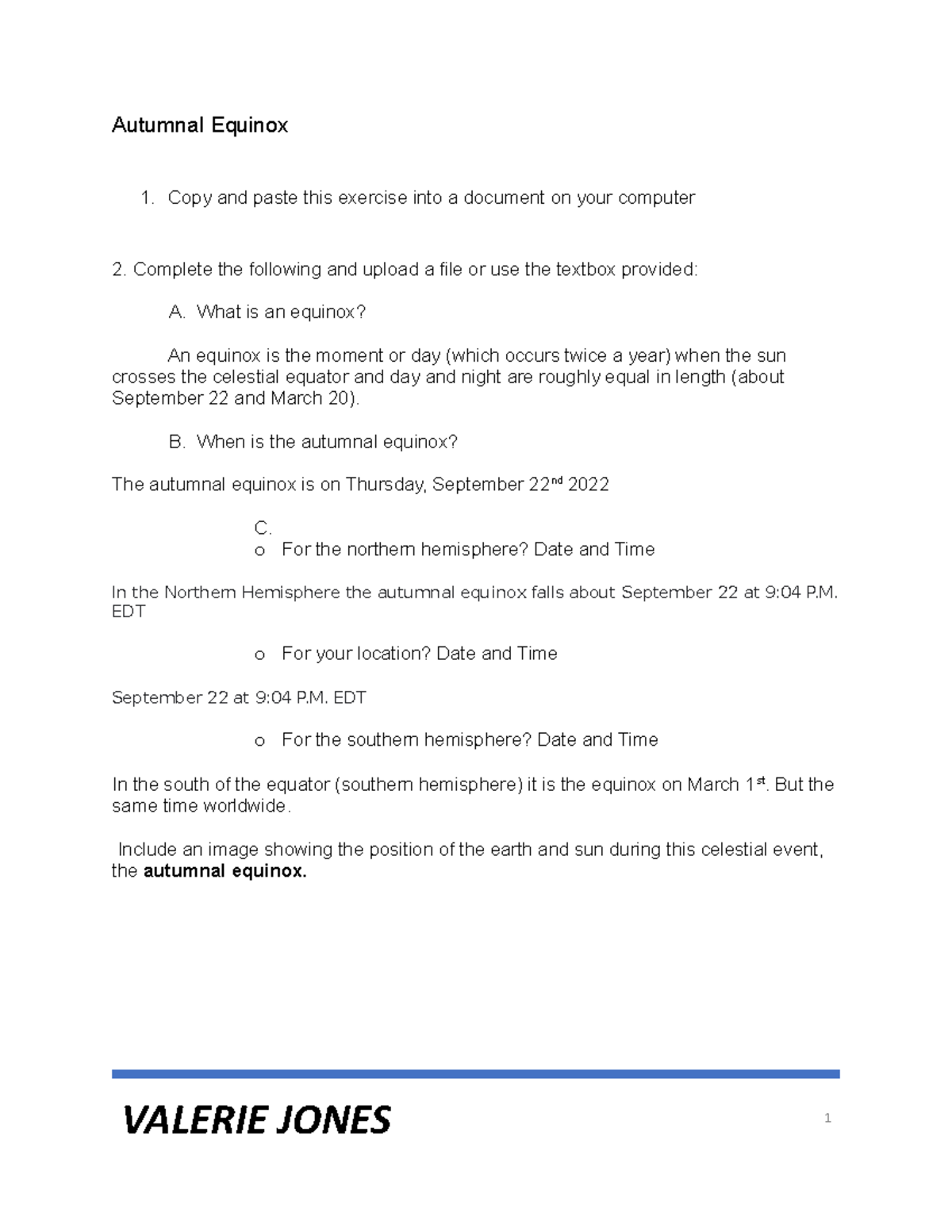 Autumn equinox assingment - Autumnal Equinox Copy and paste this ...