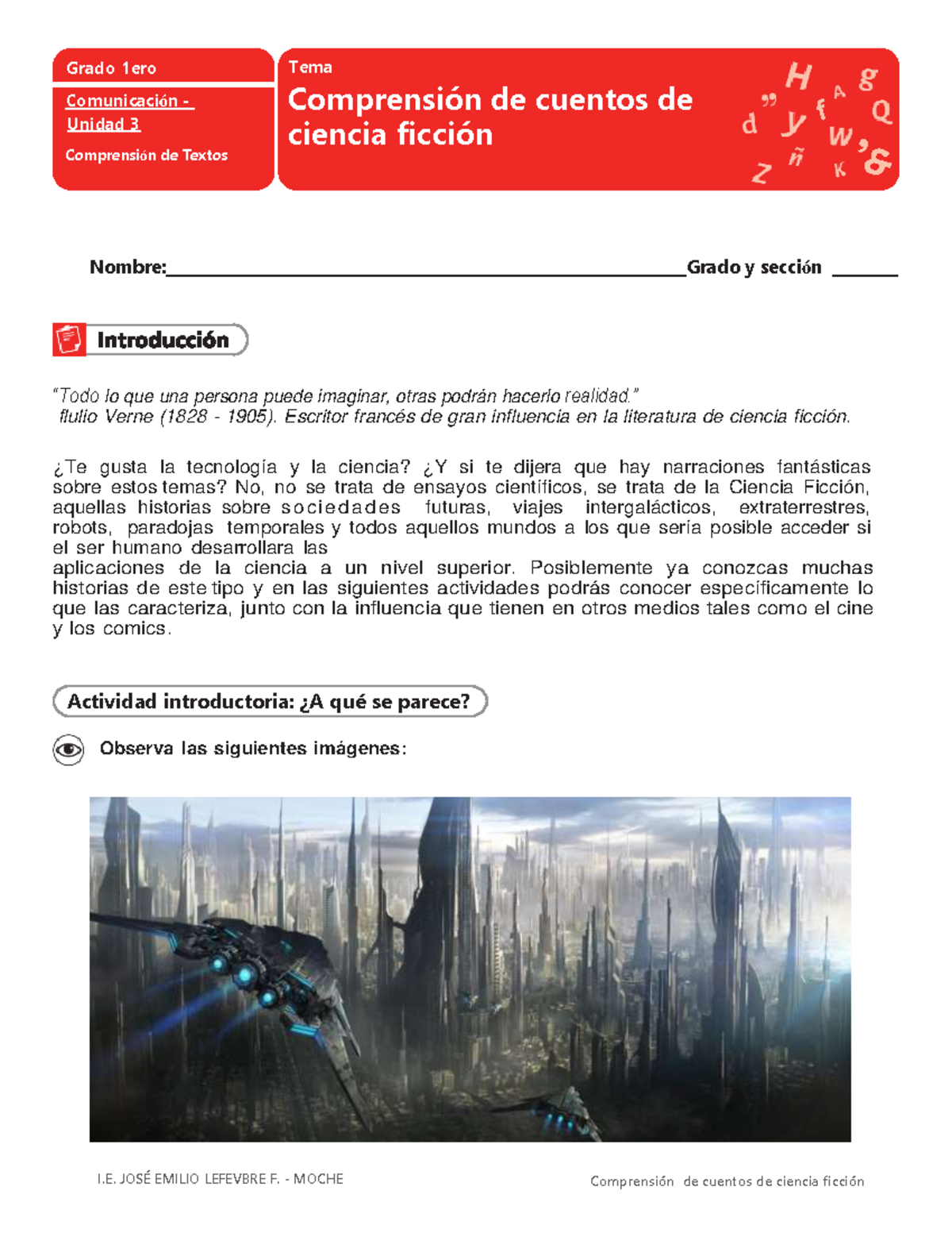 Cuento de ciencia ficción - Actividad 1 - Lefebvre - Actividad ...