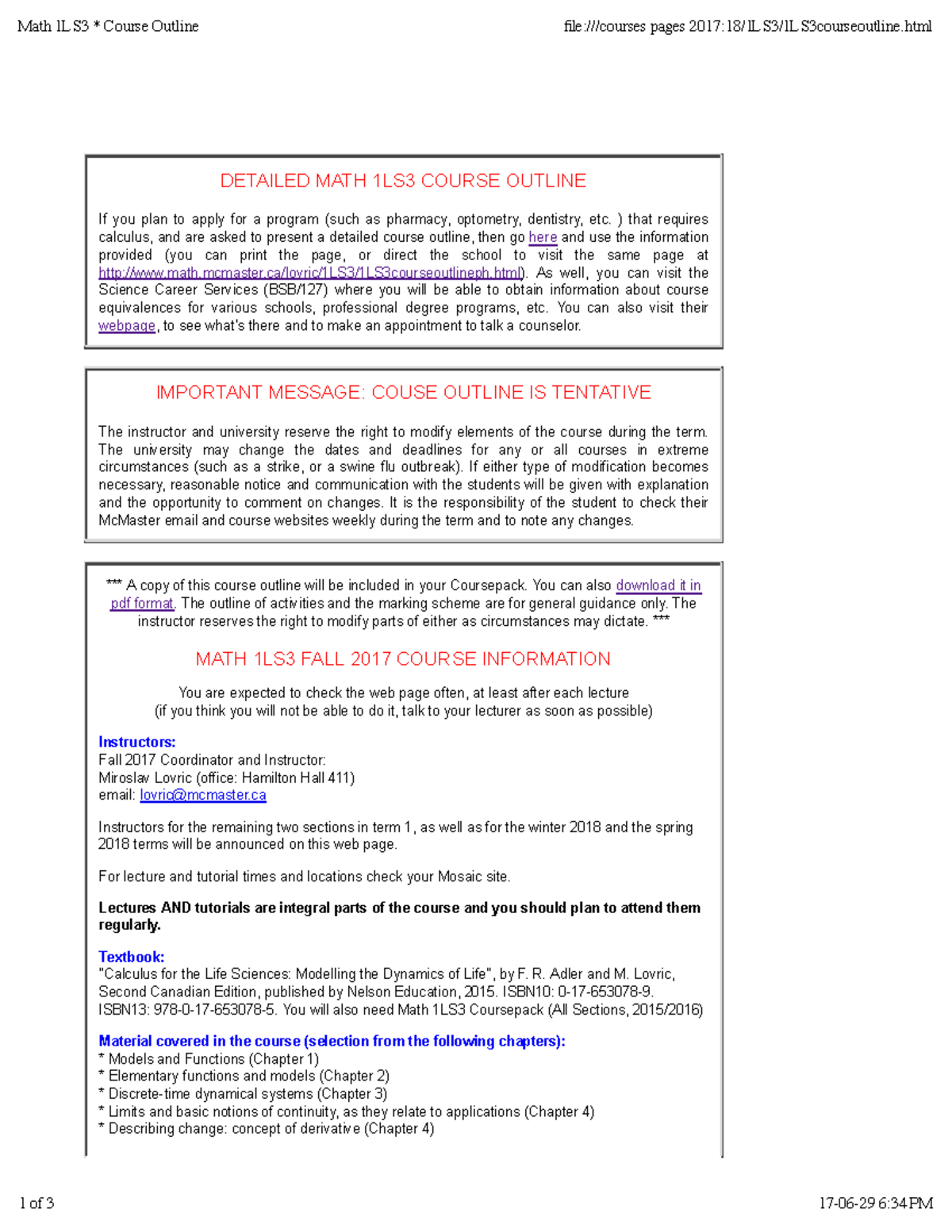 Mc Master-Math-1LS3 outline (syllabus) - DETAILED MATH 1LS3 COURSE ...