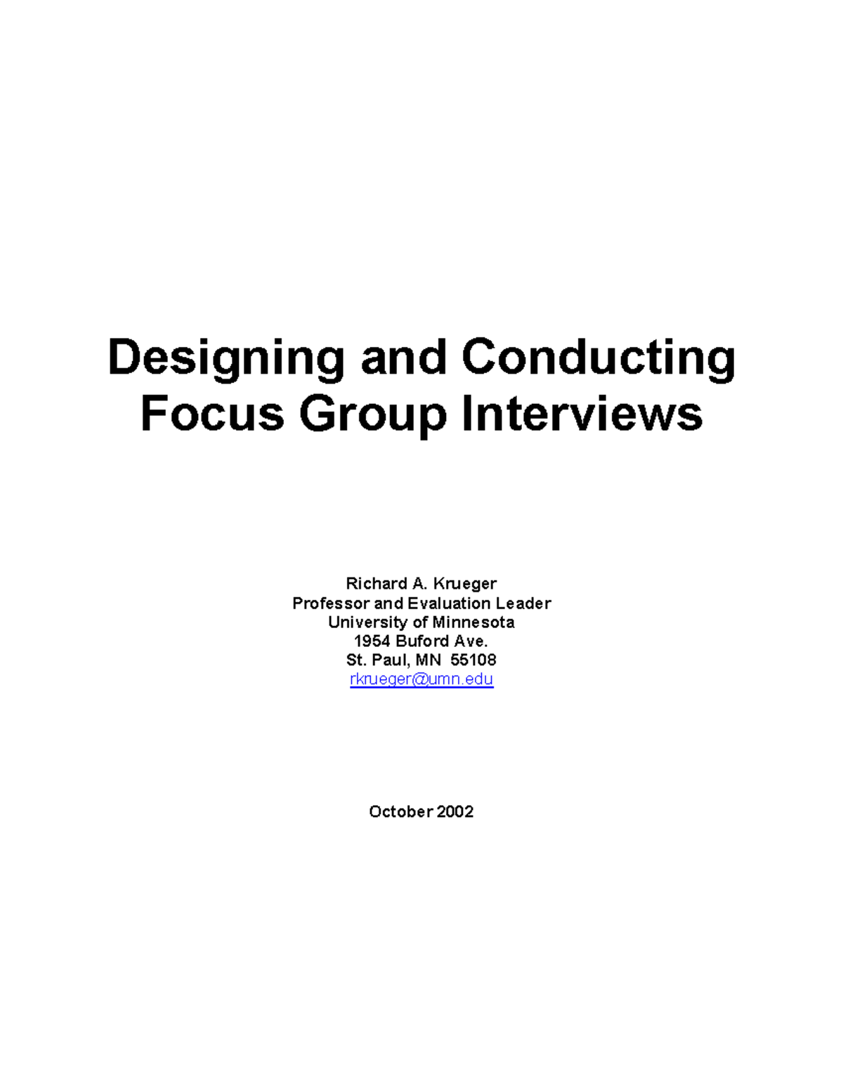 Krueger-Focus Group Interviews - Designing and Conducting Focus Group ...