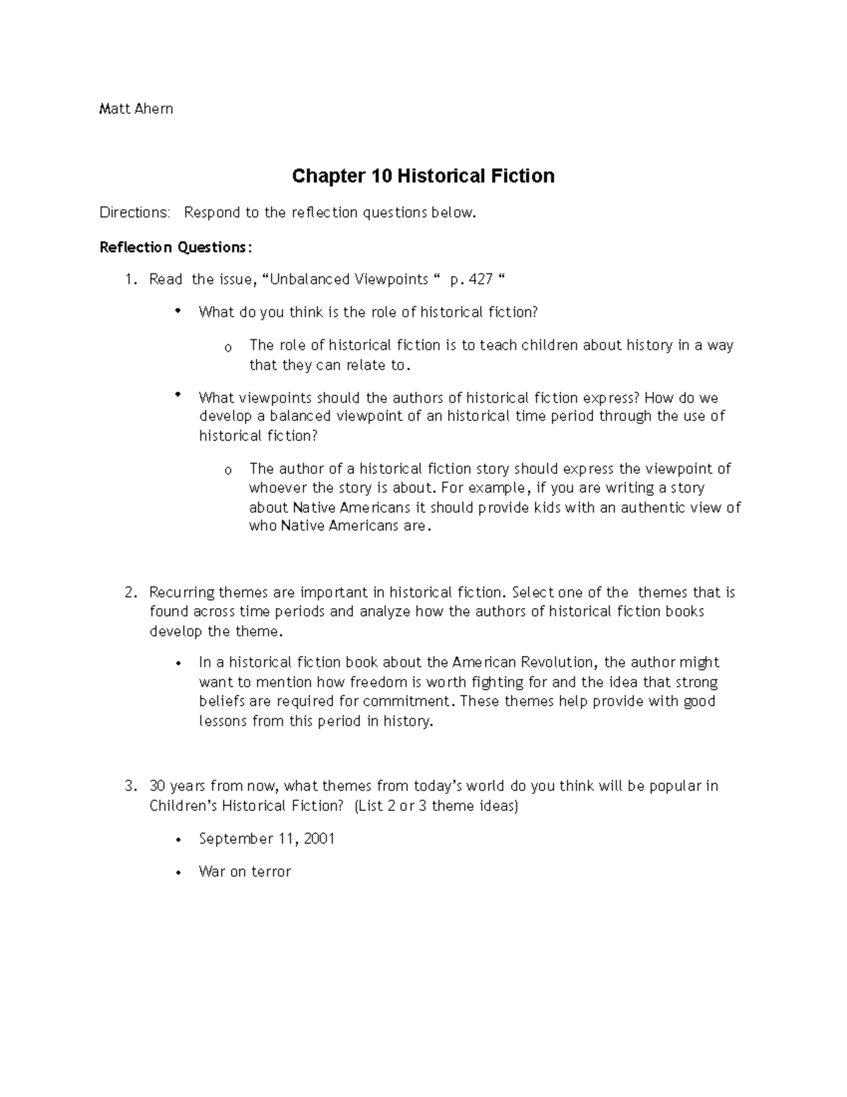 Chapter 10 Historical Fiction - Matt Ahern Chapter 10 Historical ...