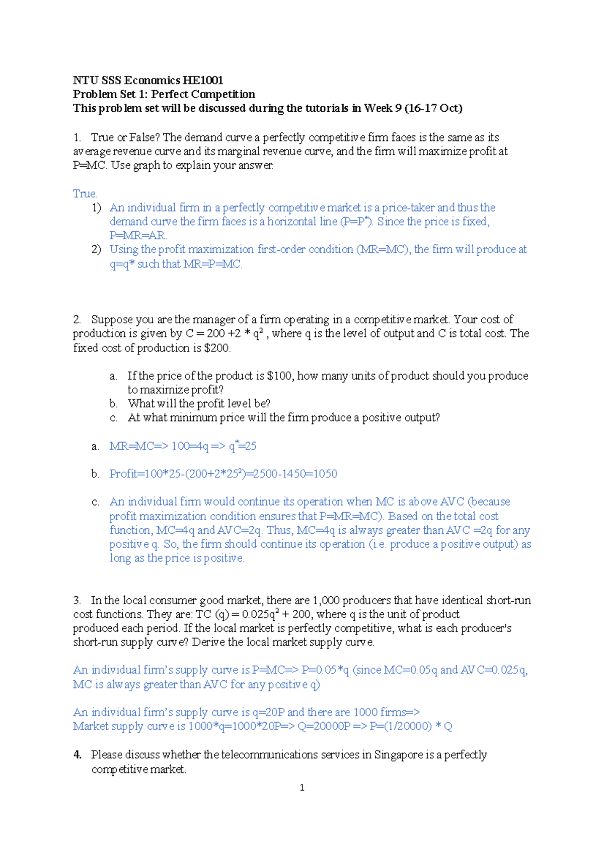 Problem Set 1 with the answers - NTU SSS Economics HE Problem Set 1 ...
