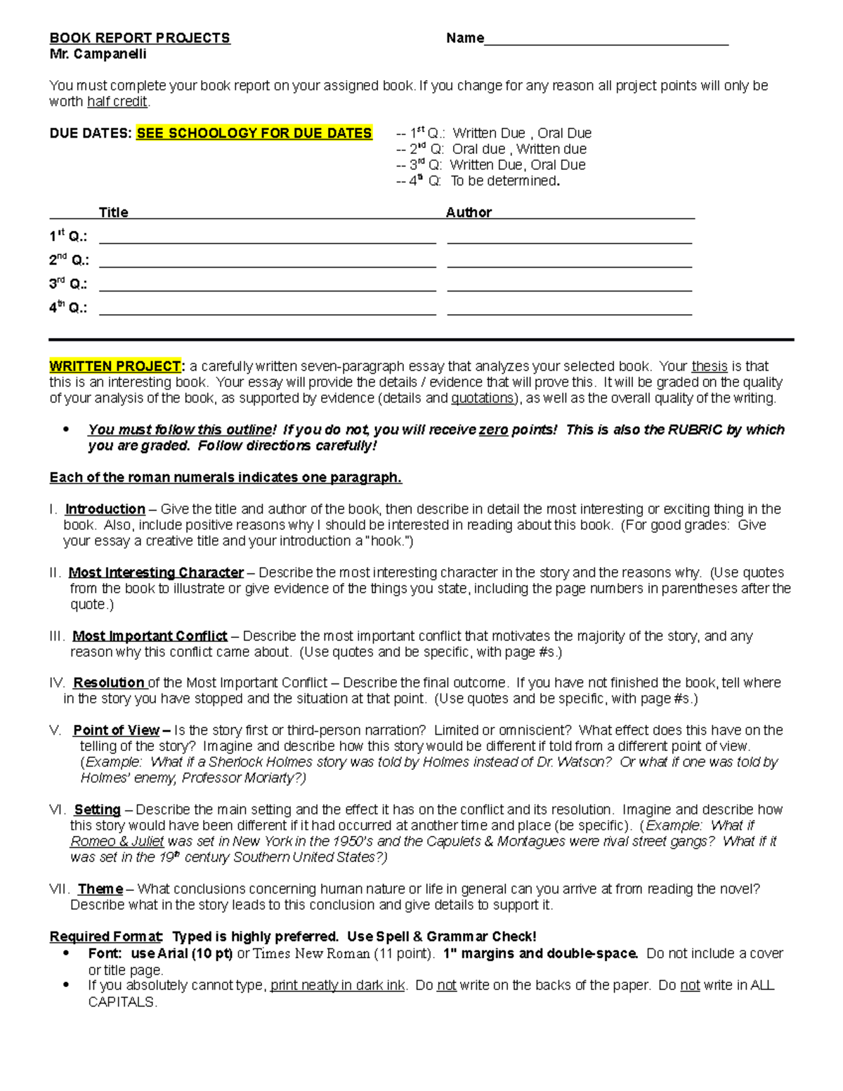 Book Report Projects - Studocu