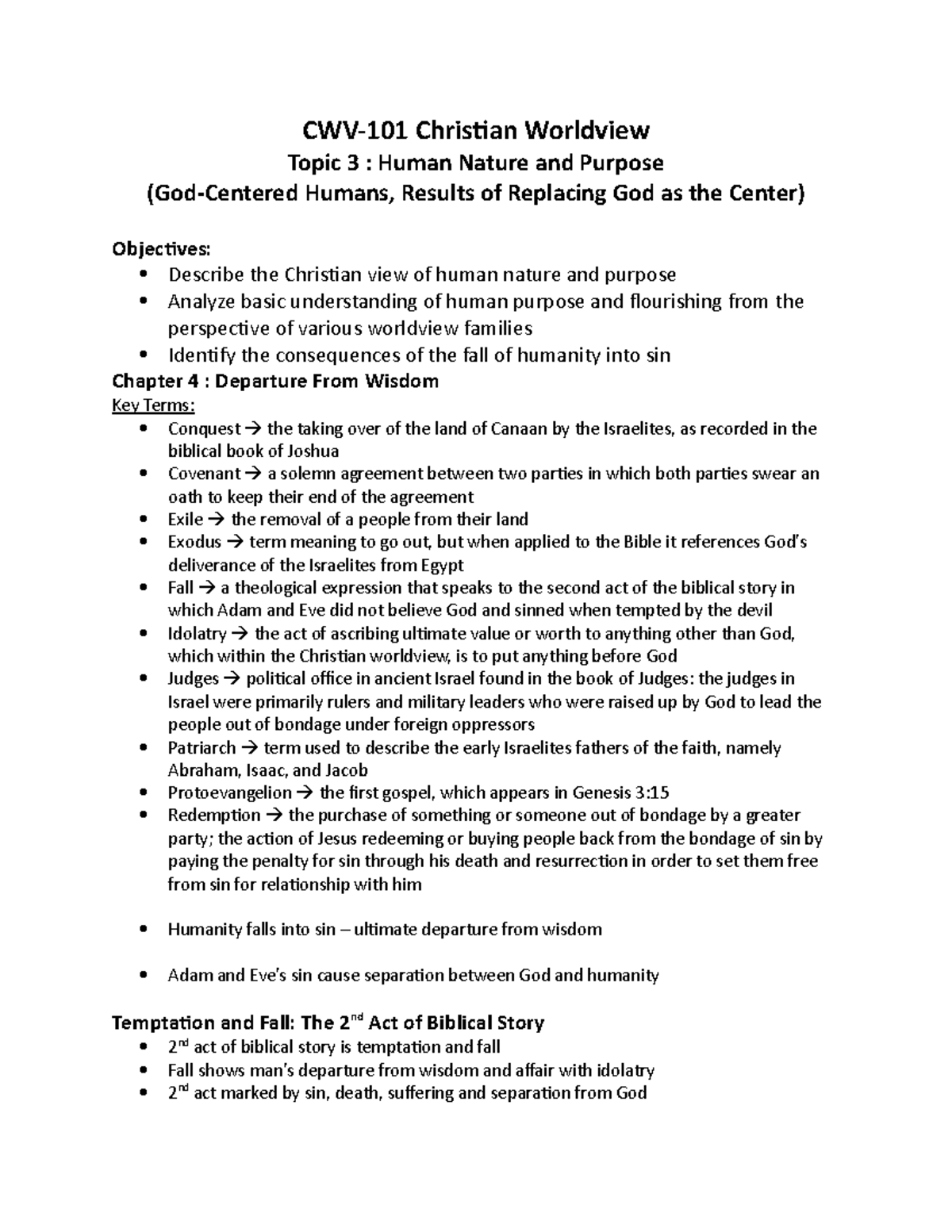 Human Nature and Purpose - CWV-101 Christian Worldview Topic 3 : Human ...
