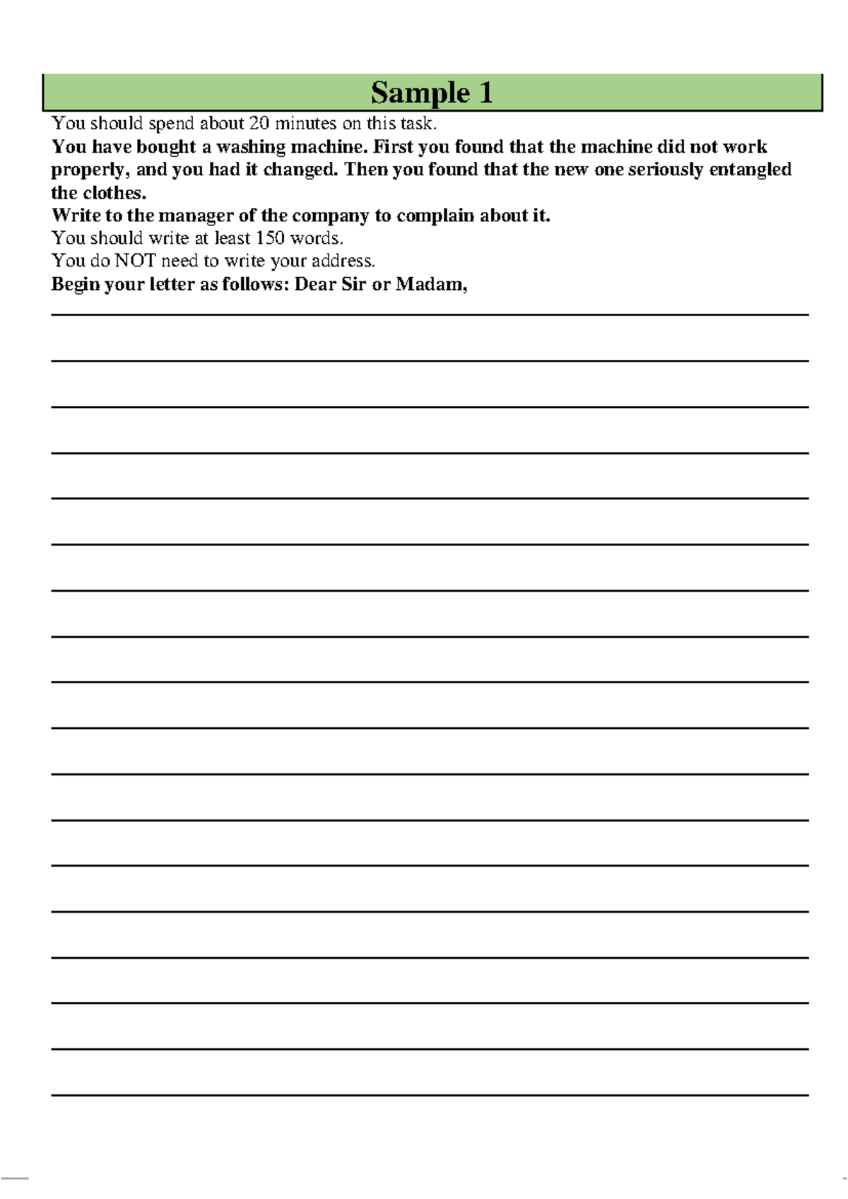 Just write it - Multilevel/IELTS letters task 1 - Sample 1 You should ...